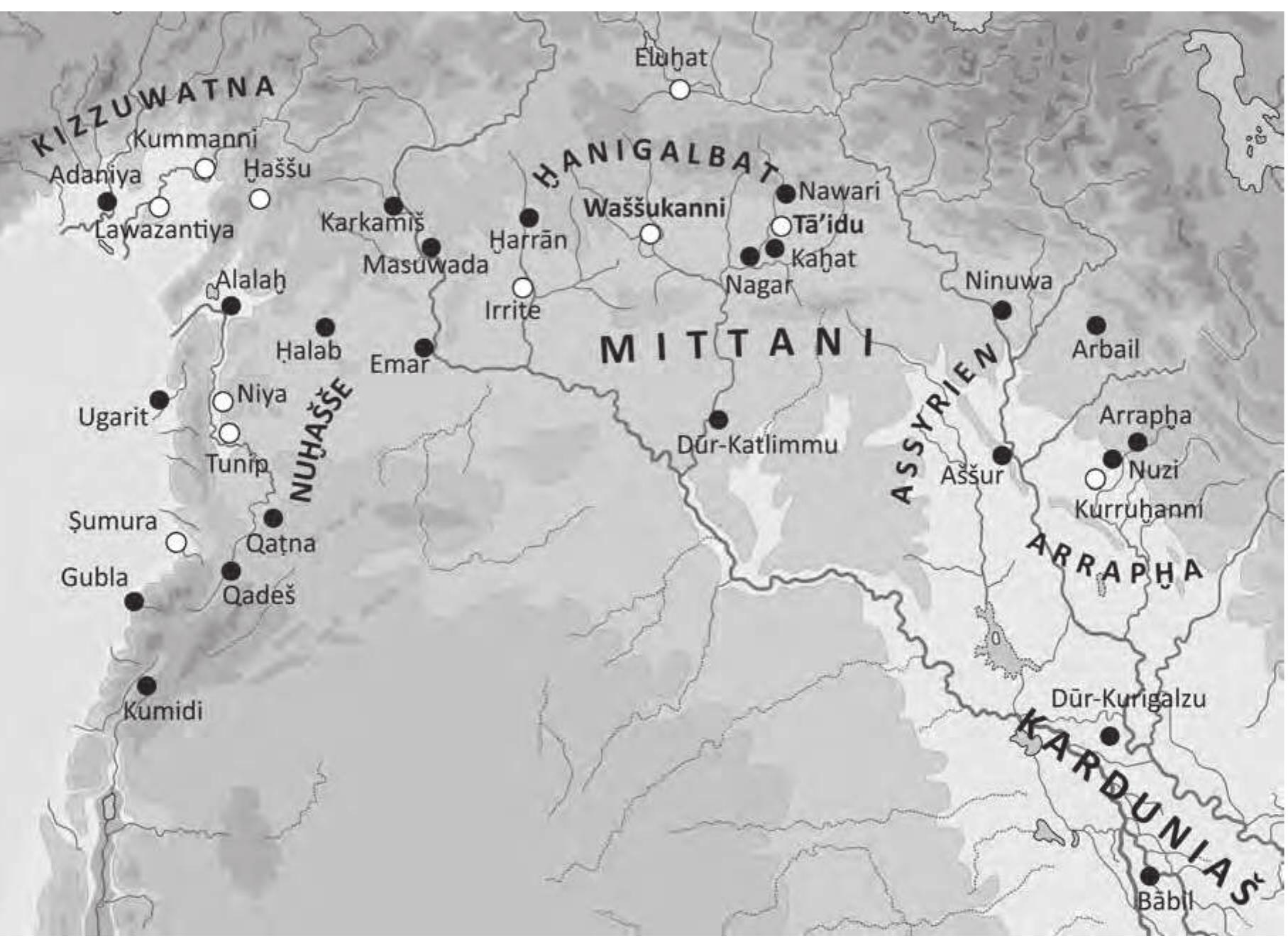 Map showing extension of the mittani empire
