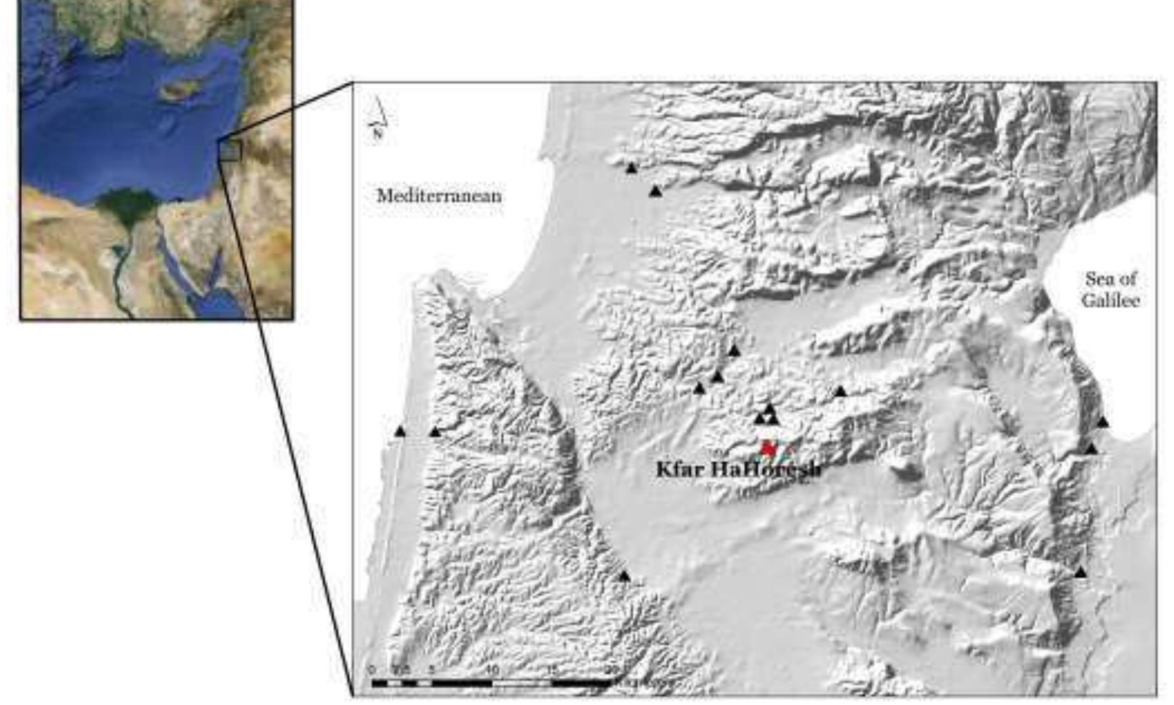 Map of northern israel, showing the location of k far