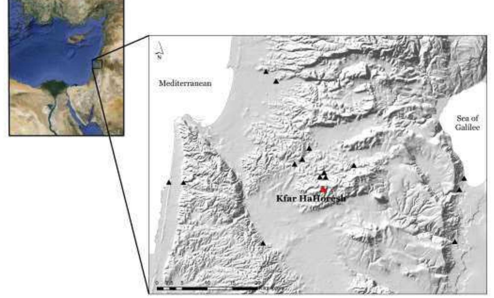 Map of northern israel, showing the location of k far