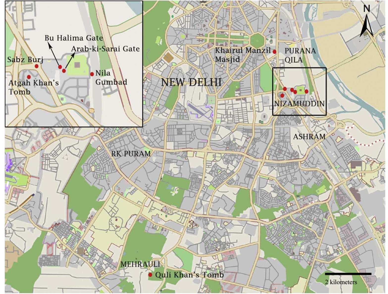 Map showing the location of the seven buildings taken up for