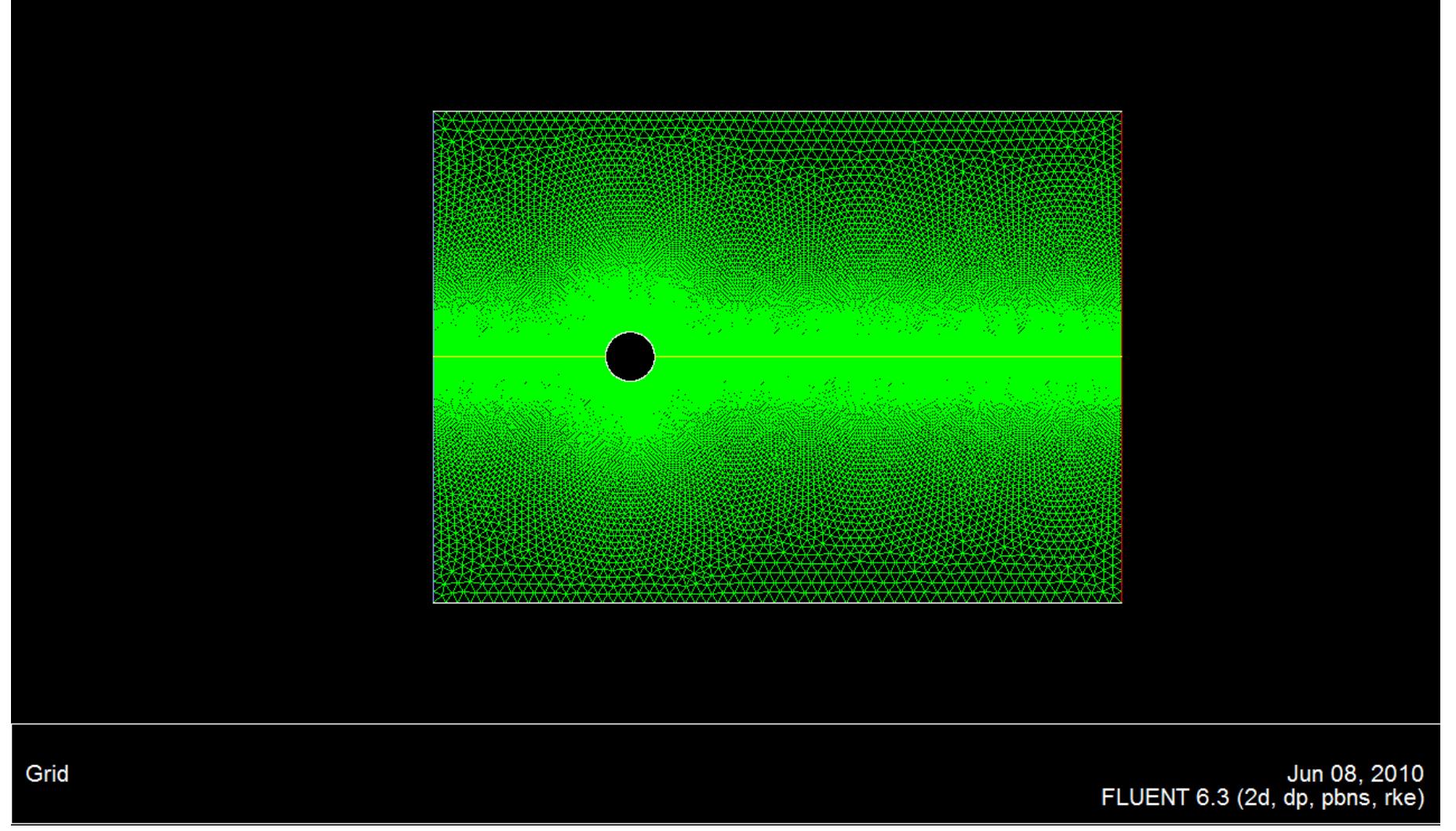 Mesh structure showing dense concentration of cells in wake