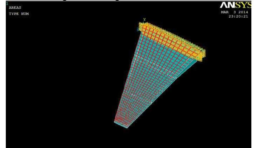Finite element model of aircraft wing with loads and