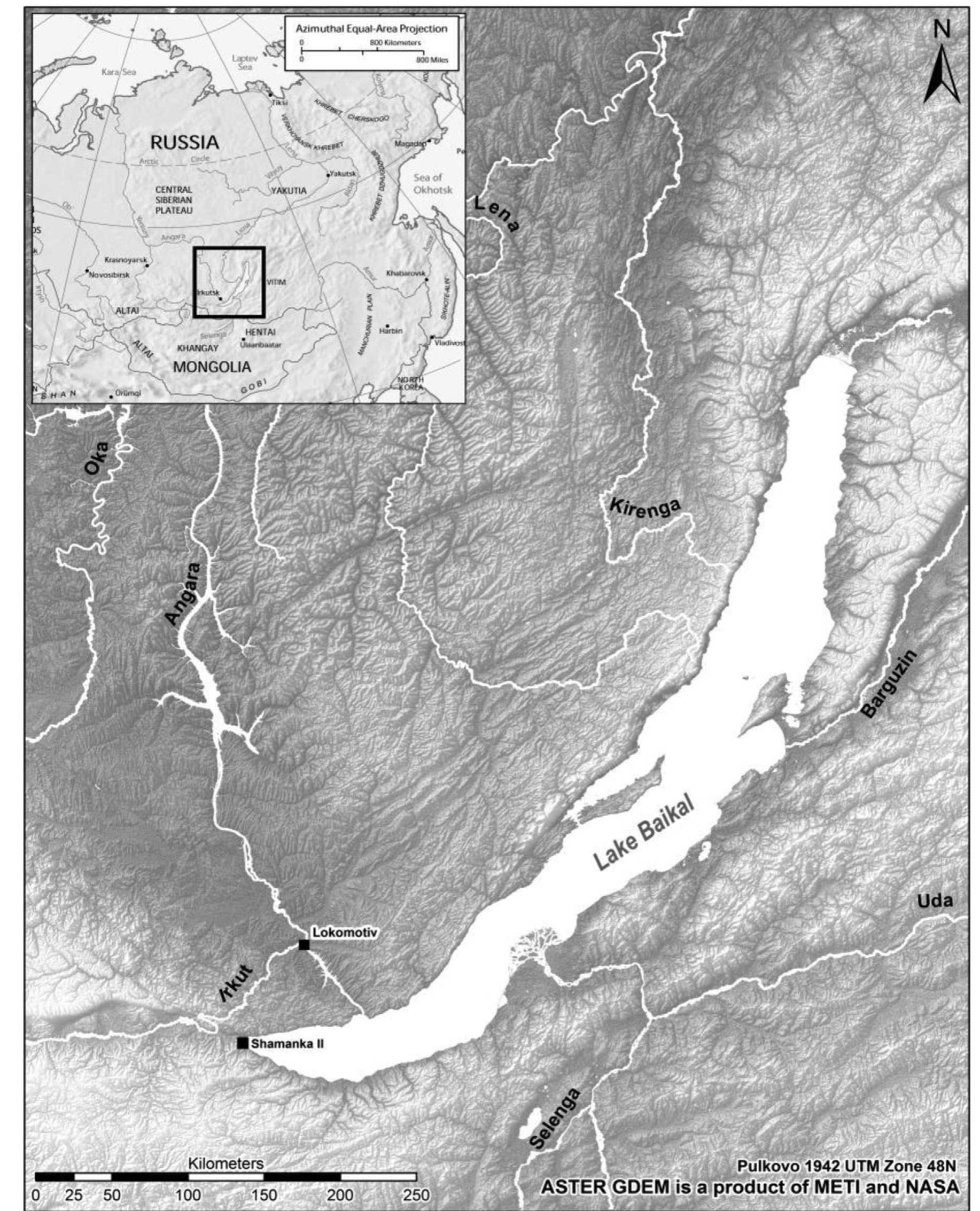 Map of lake baikal showing the location of the mortuary