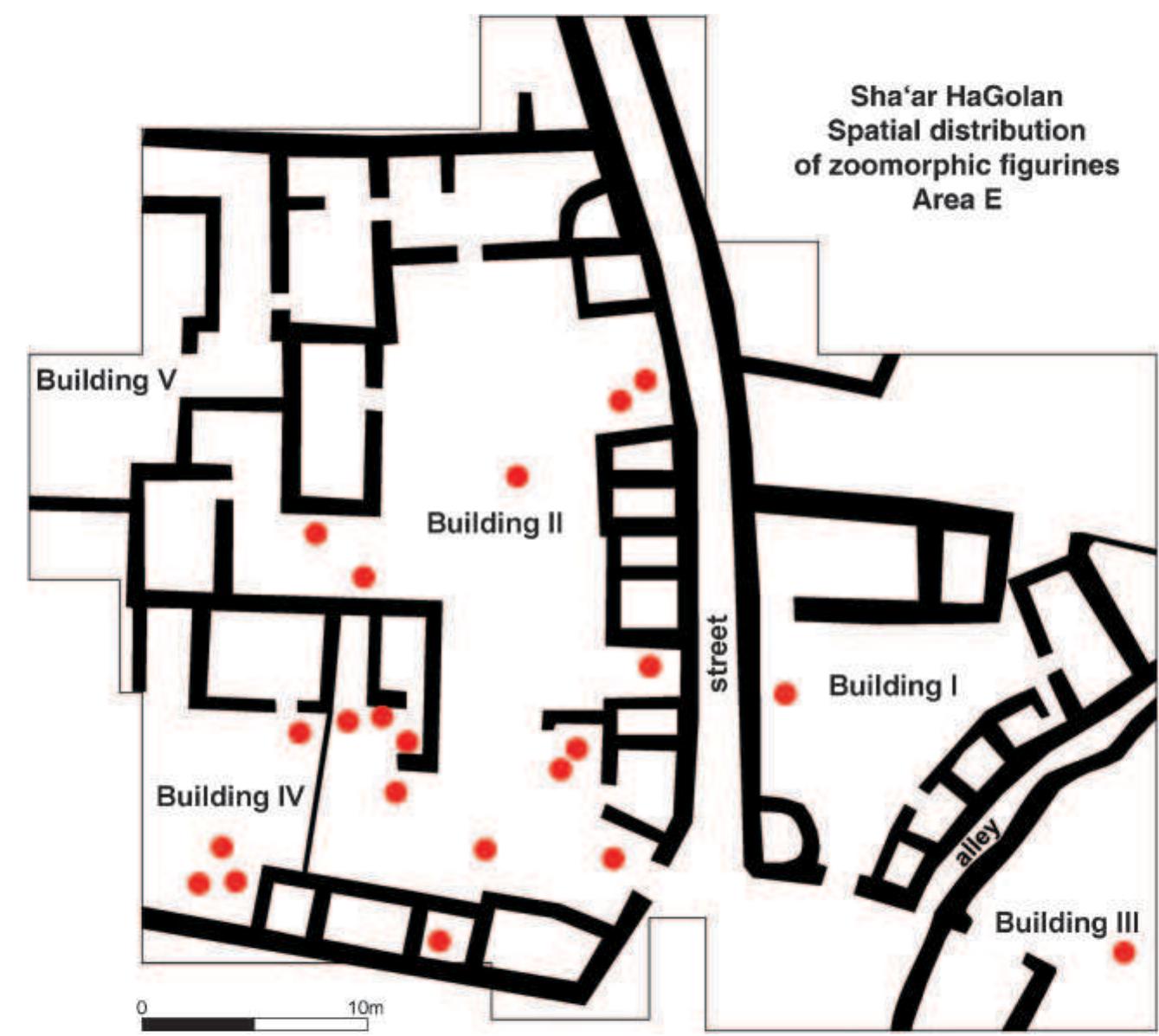 Distribution map of the various zoomorphic figurines in the