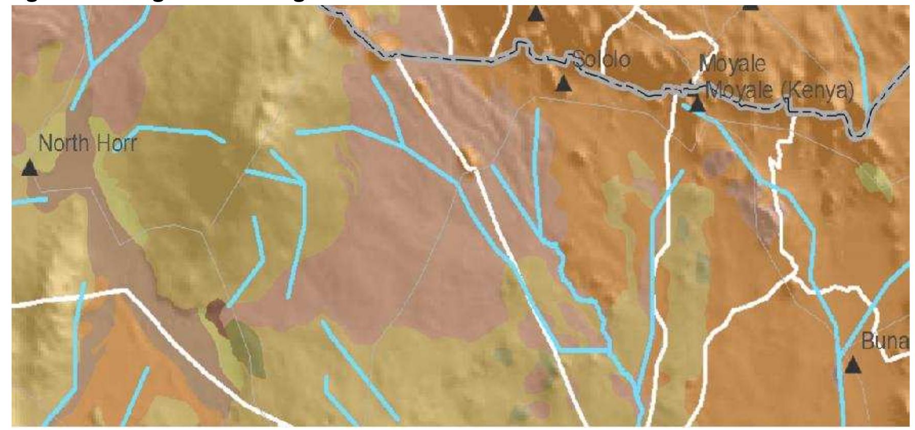 Four drainage patterns are well represented in the area