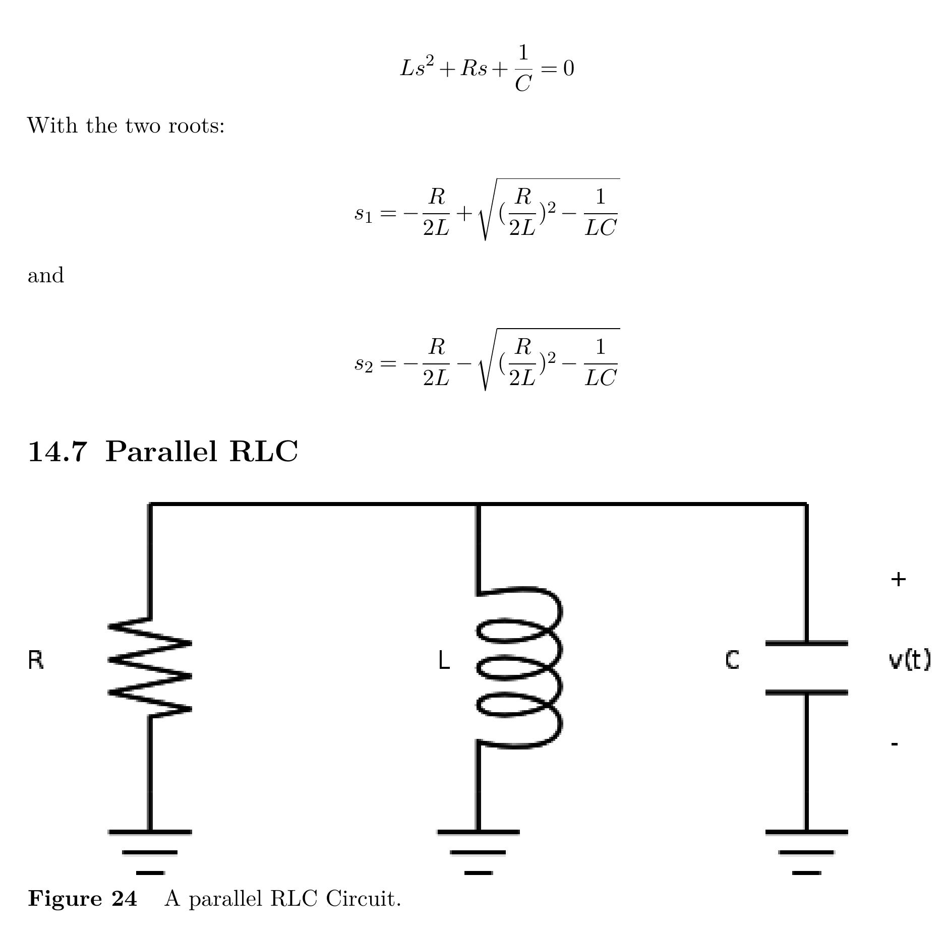 The differential equation to a parallel rlc circuit with a