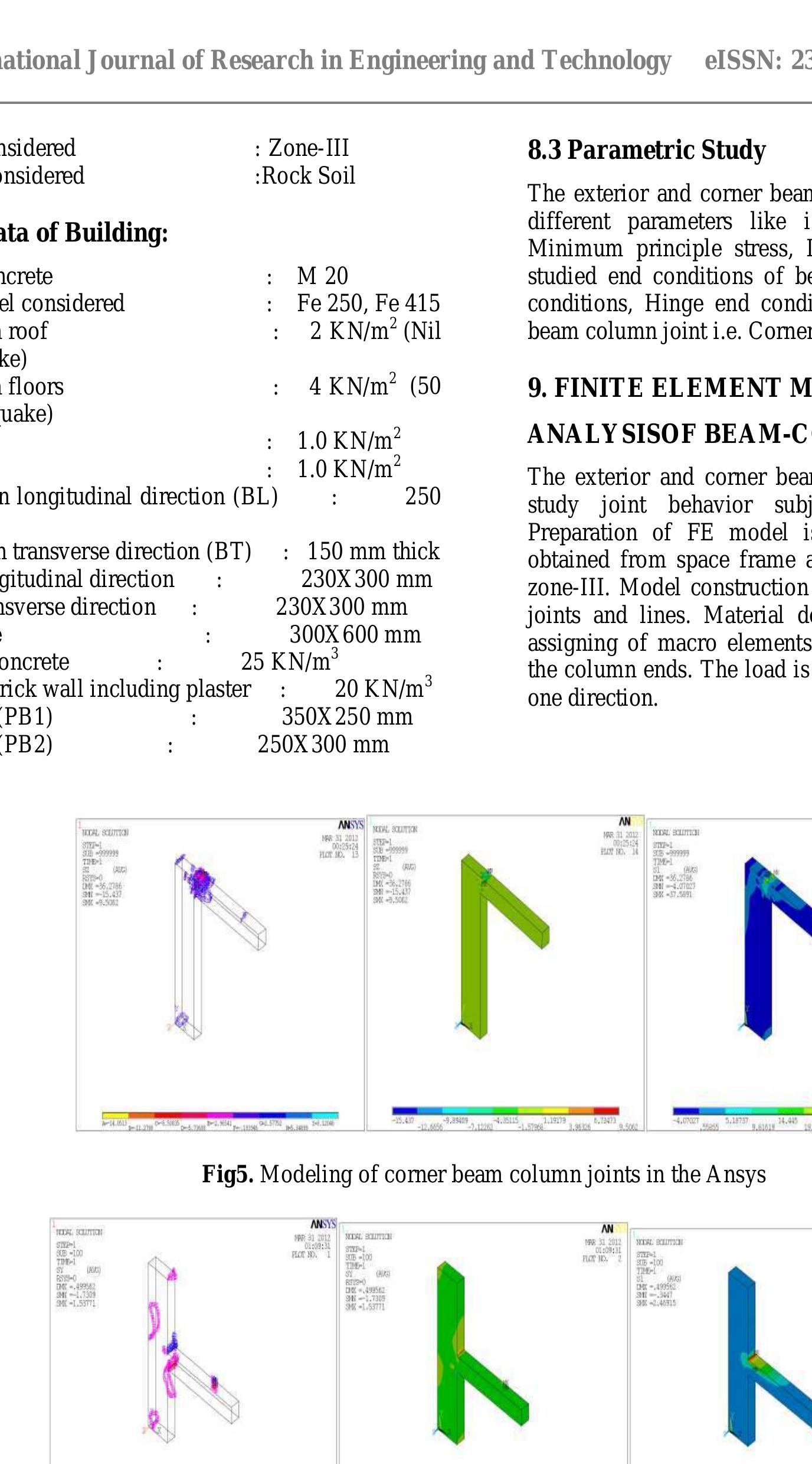 Figure 5 - A STUDY OF R.C.C. BEAM-COLUMN CONNECTION