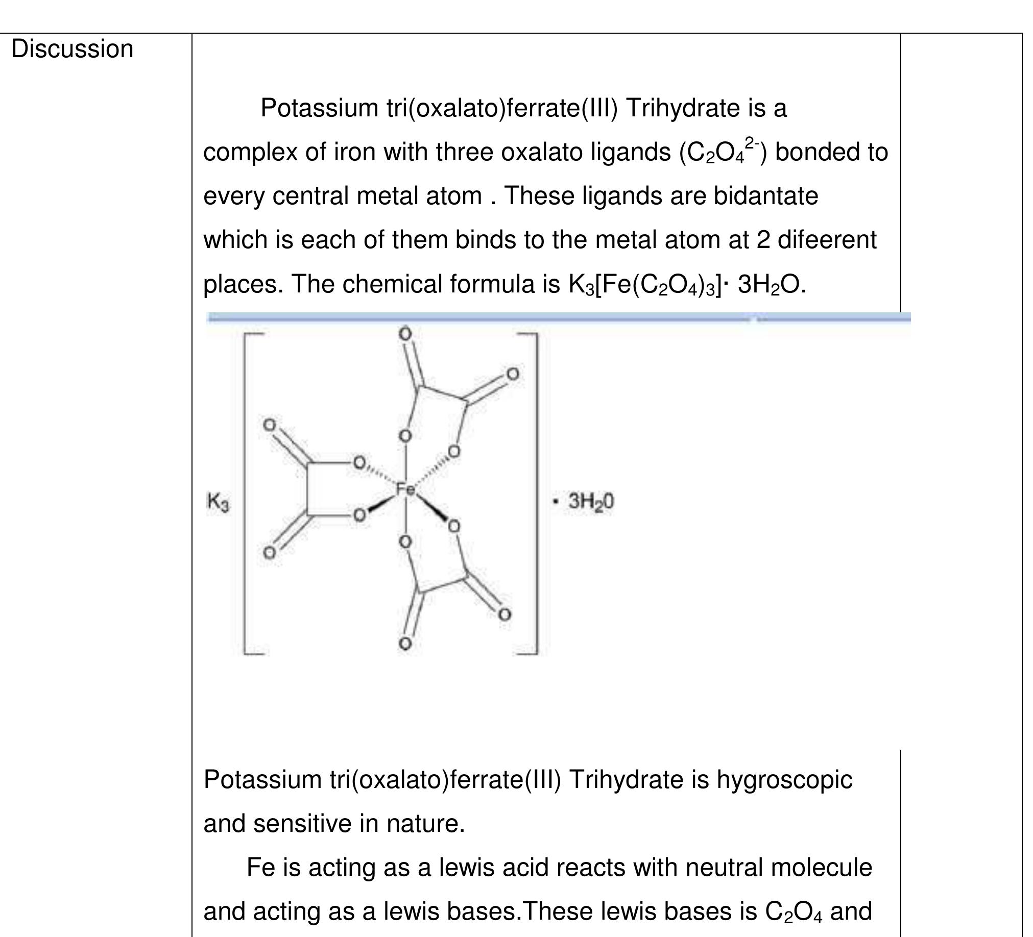 (PDF) To synthesize potassium tri(oxalato)ferrate(III) trihydrate K3[Fe ...