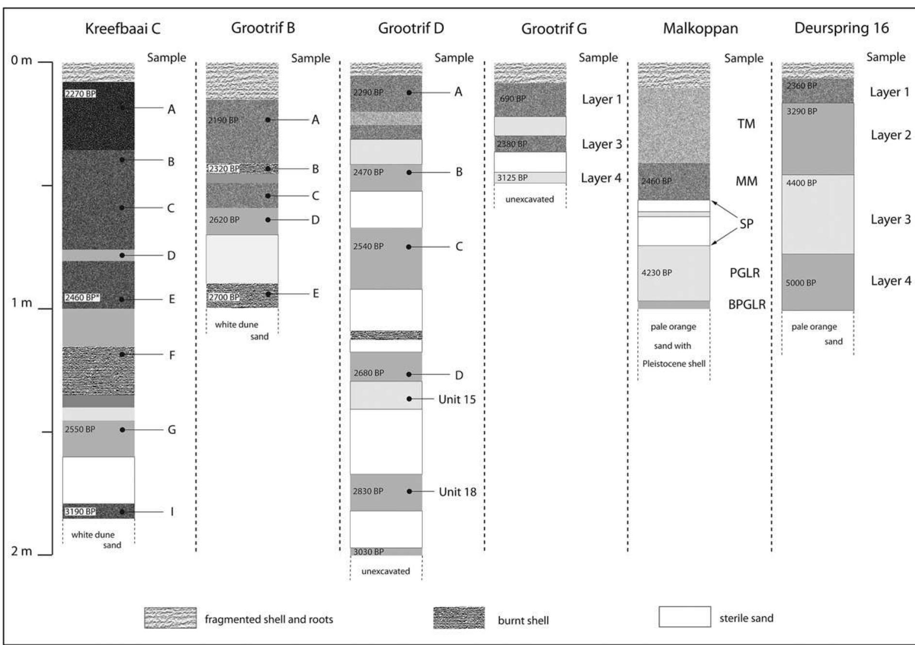 Schematic representation of stratigraphic sequences of