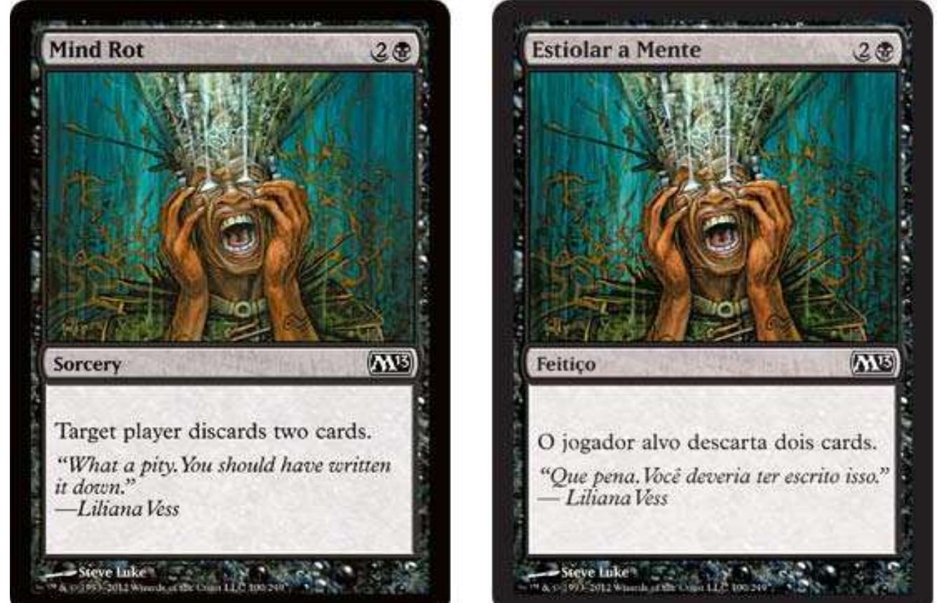 A sorcery-type card, named mind rot, and its localization to