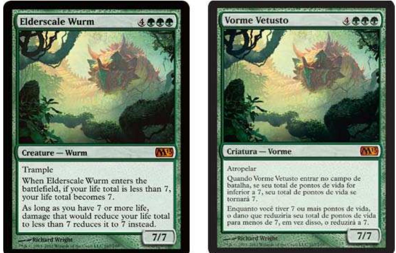 A creature-type card named elderscale wurm and its