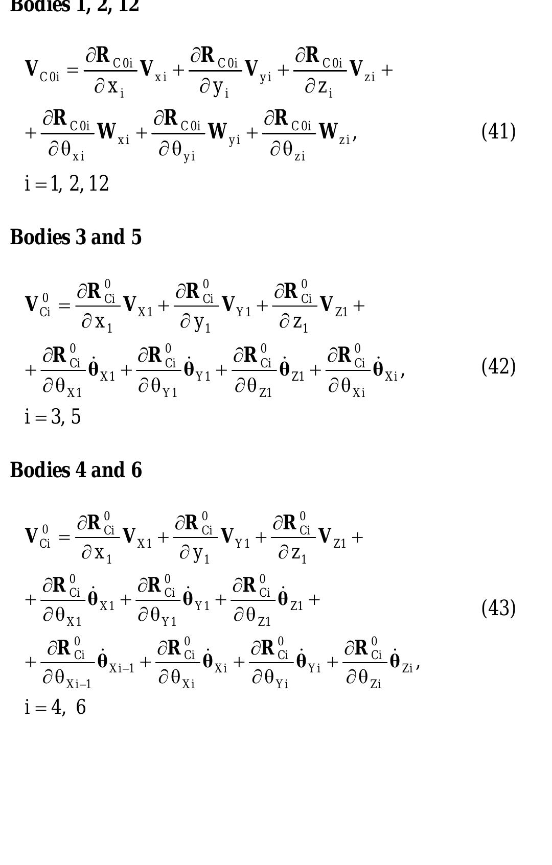 For every body of the kinematic model the absolute linear