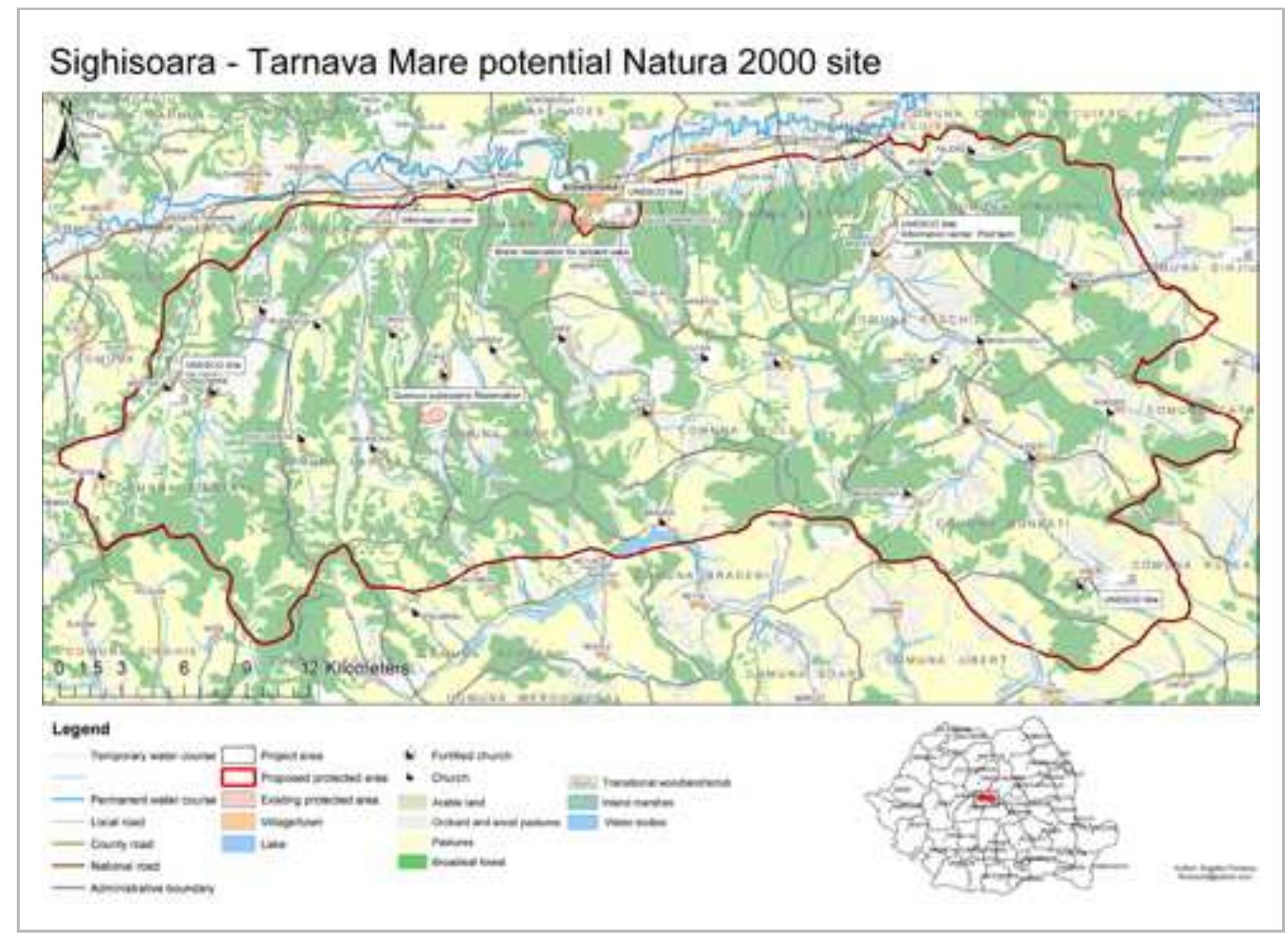 Map of the tarnava mare psci, in southern transylvania,