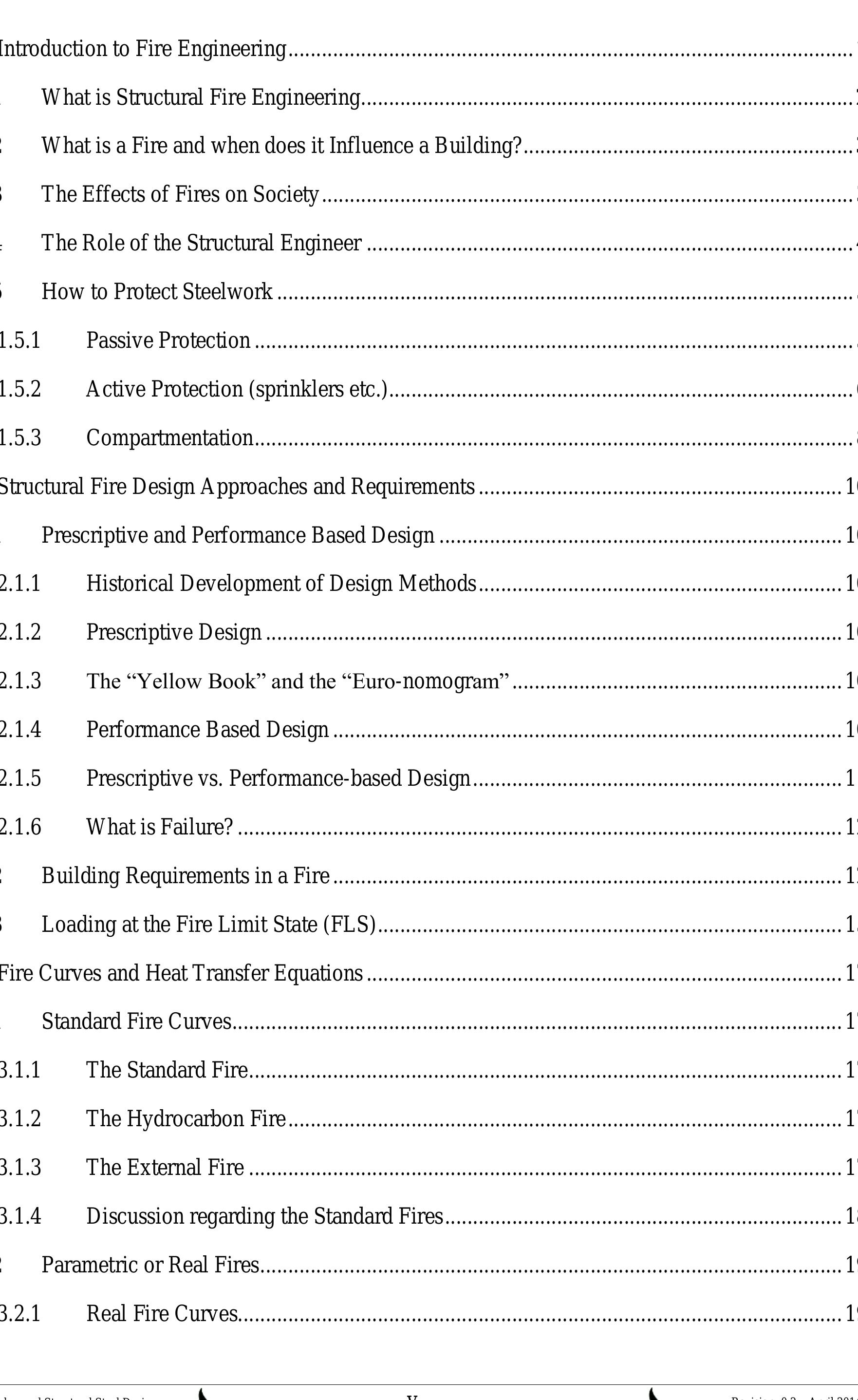 Table 1 - An Introduction to Structural Fire Engineering