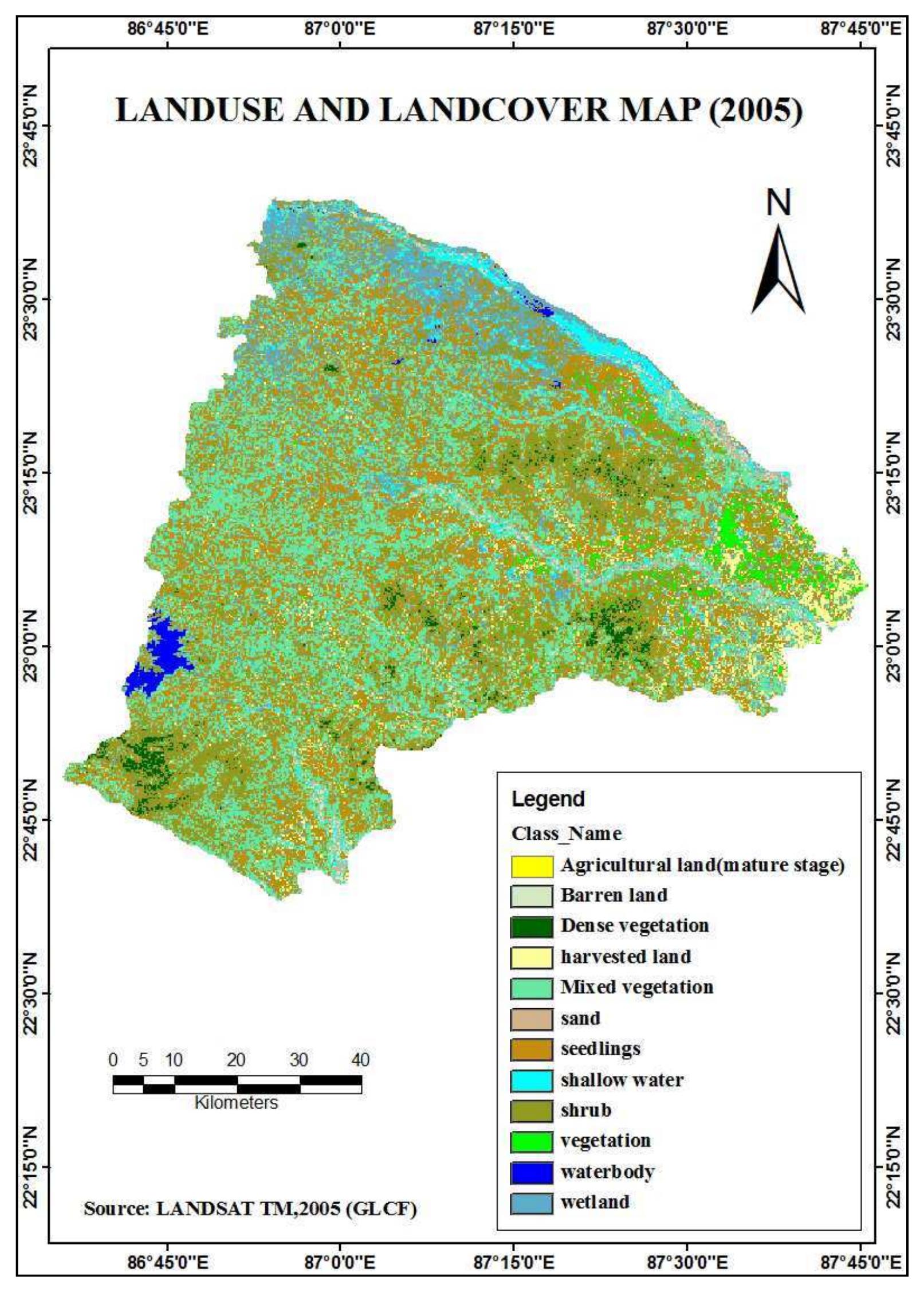 Land use and land cover classification map of the study area
