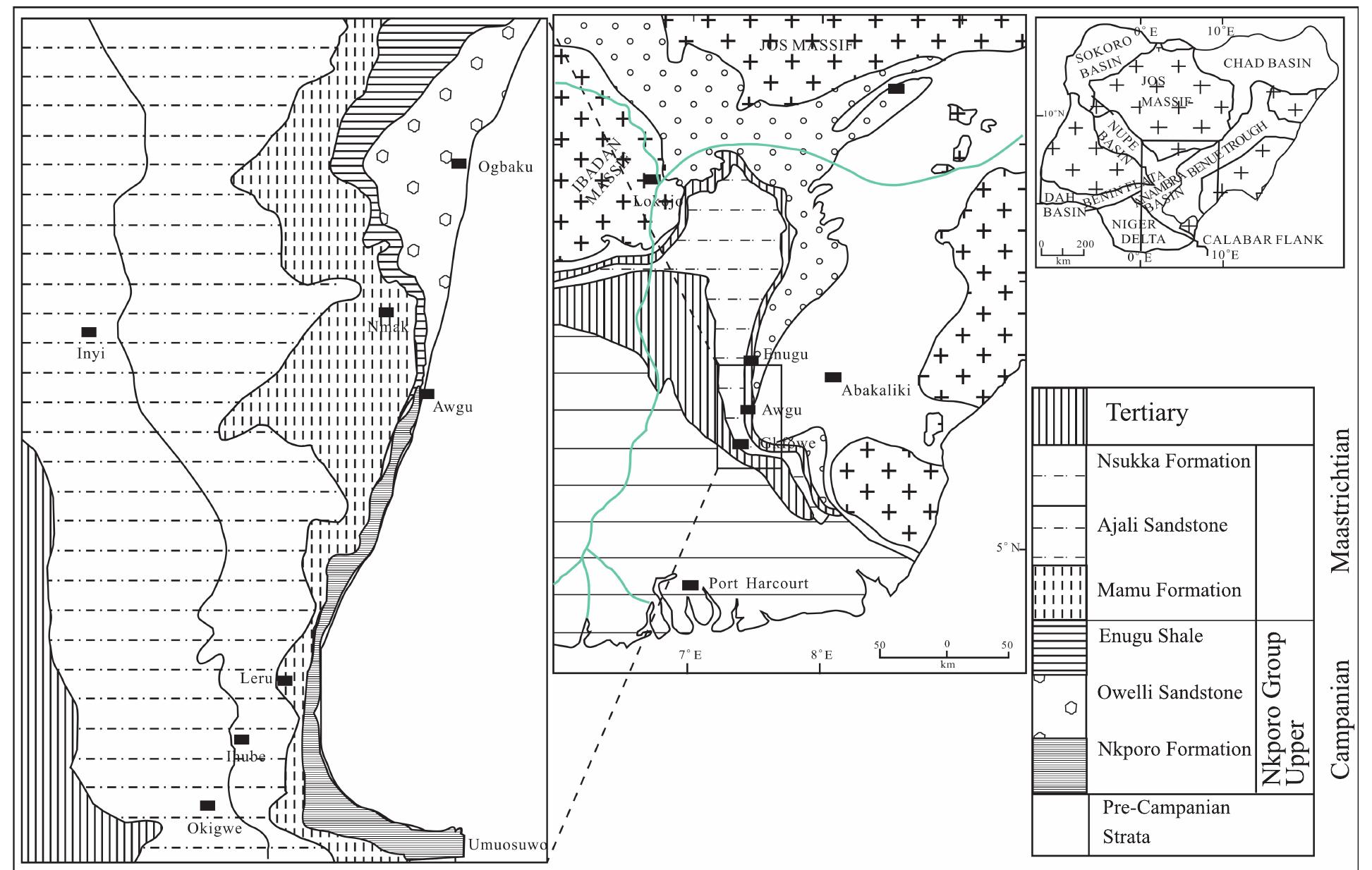 Map showing the major geologic units in the ogbaku—leru