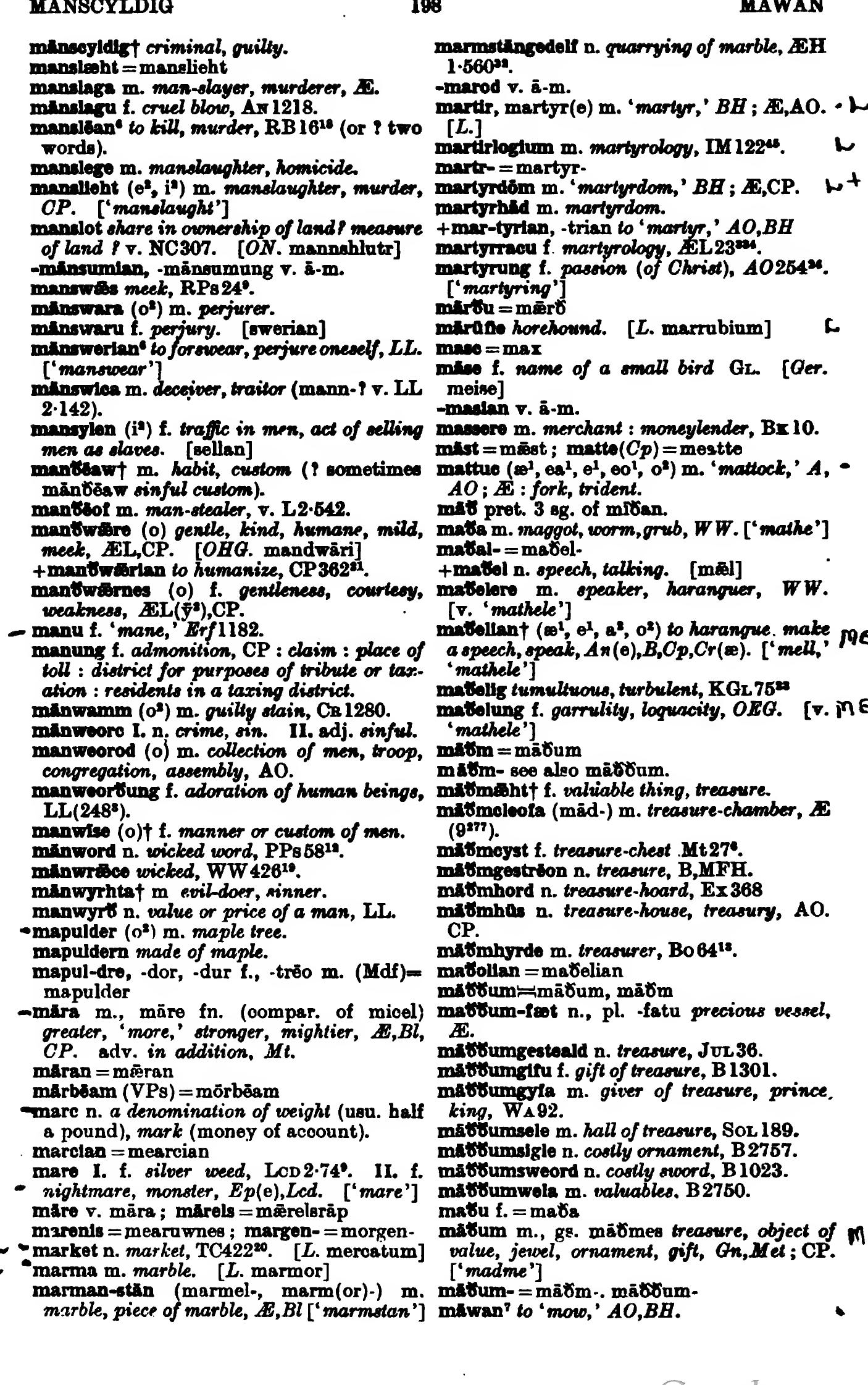 Figure 177 - Anglo Saxon Old English Dictionary.