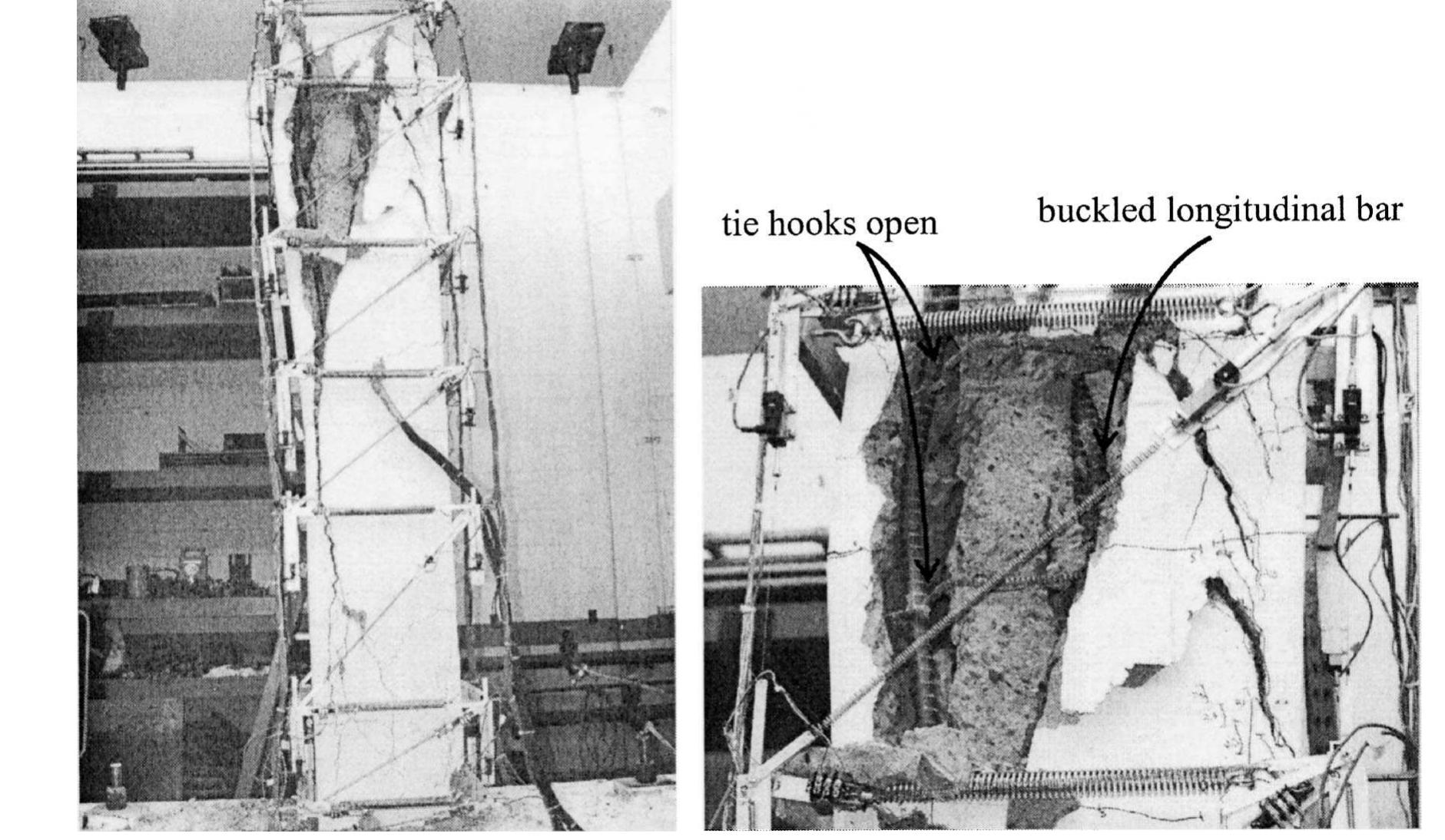 Column shear failure and associated damage (specimen 2chd12