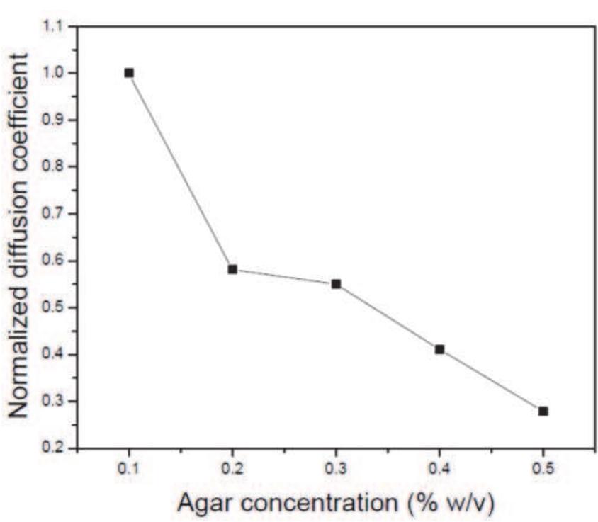 Diffusion of methylene blue in phantoms of agar using