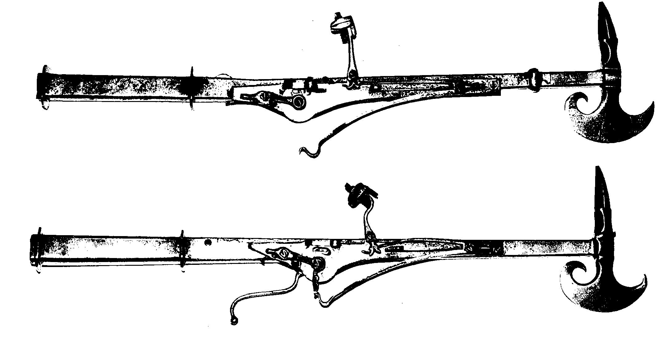S. 11 & 12. two german wheellock war axes in the armoury of