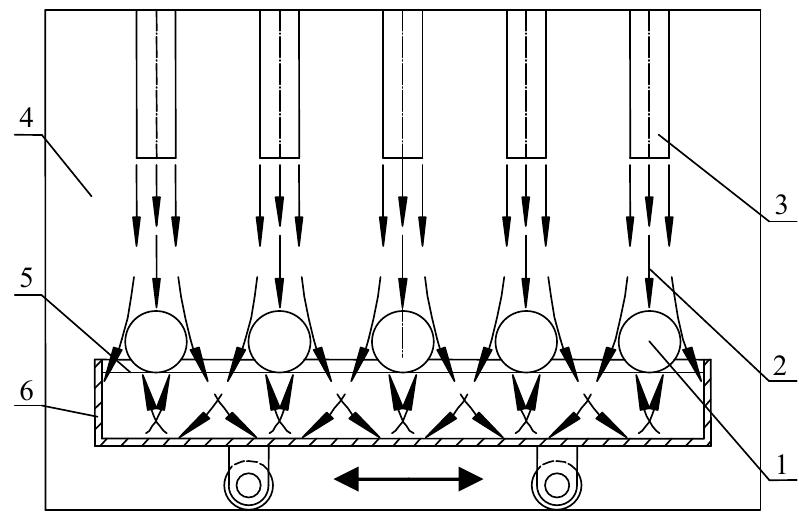 Schematic of processing chamber prior to air-impingement