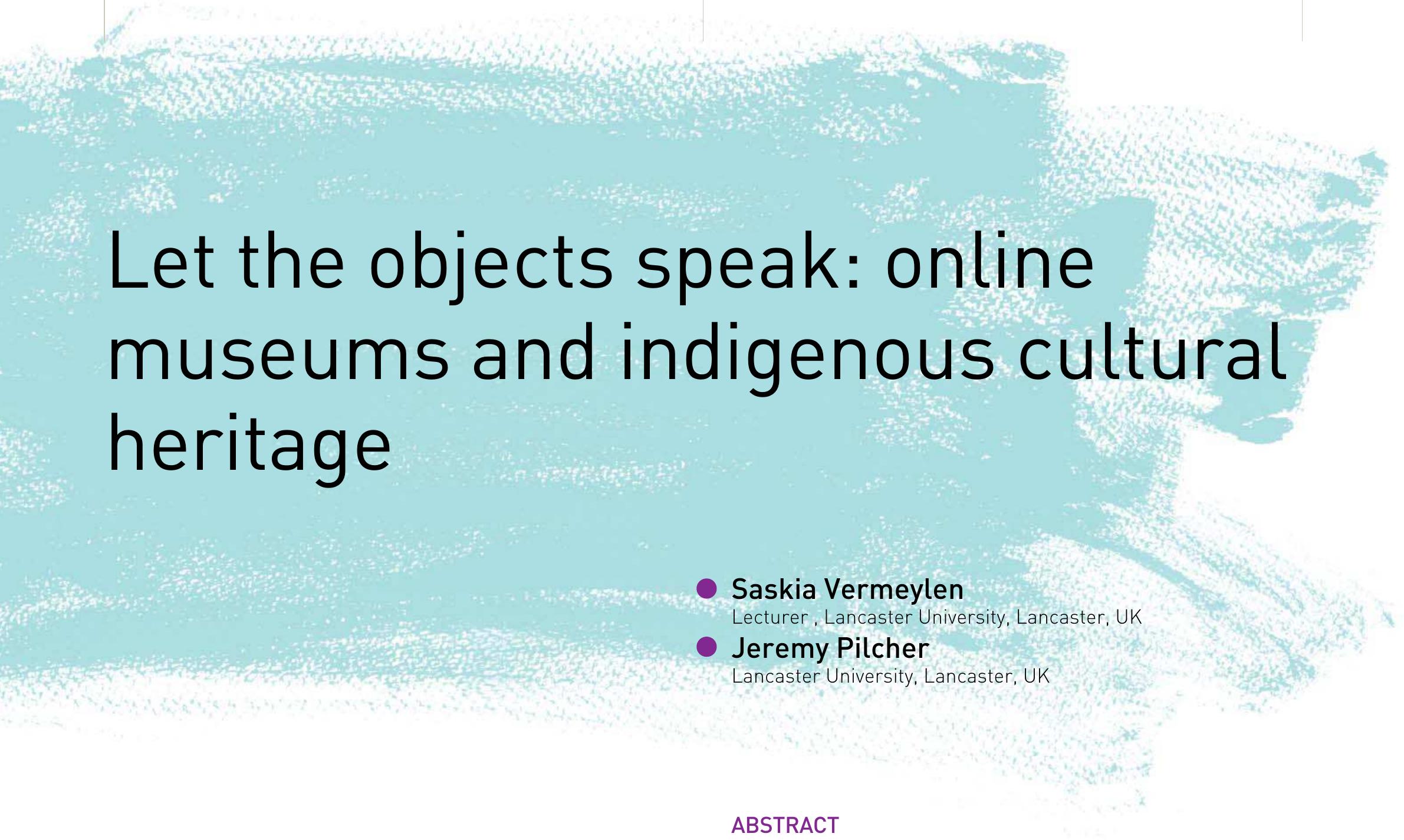 (PDF) Let the ‘Objects’ Speak: Online Museums and Indigenous Cultural ...