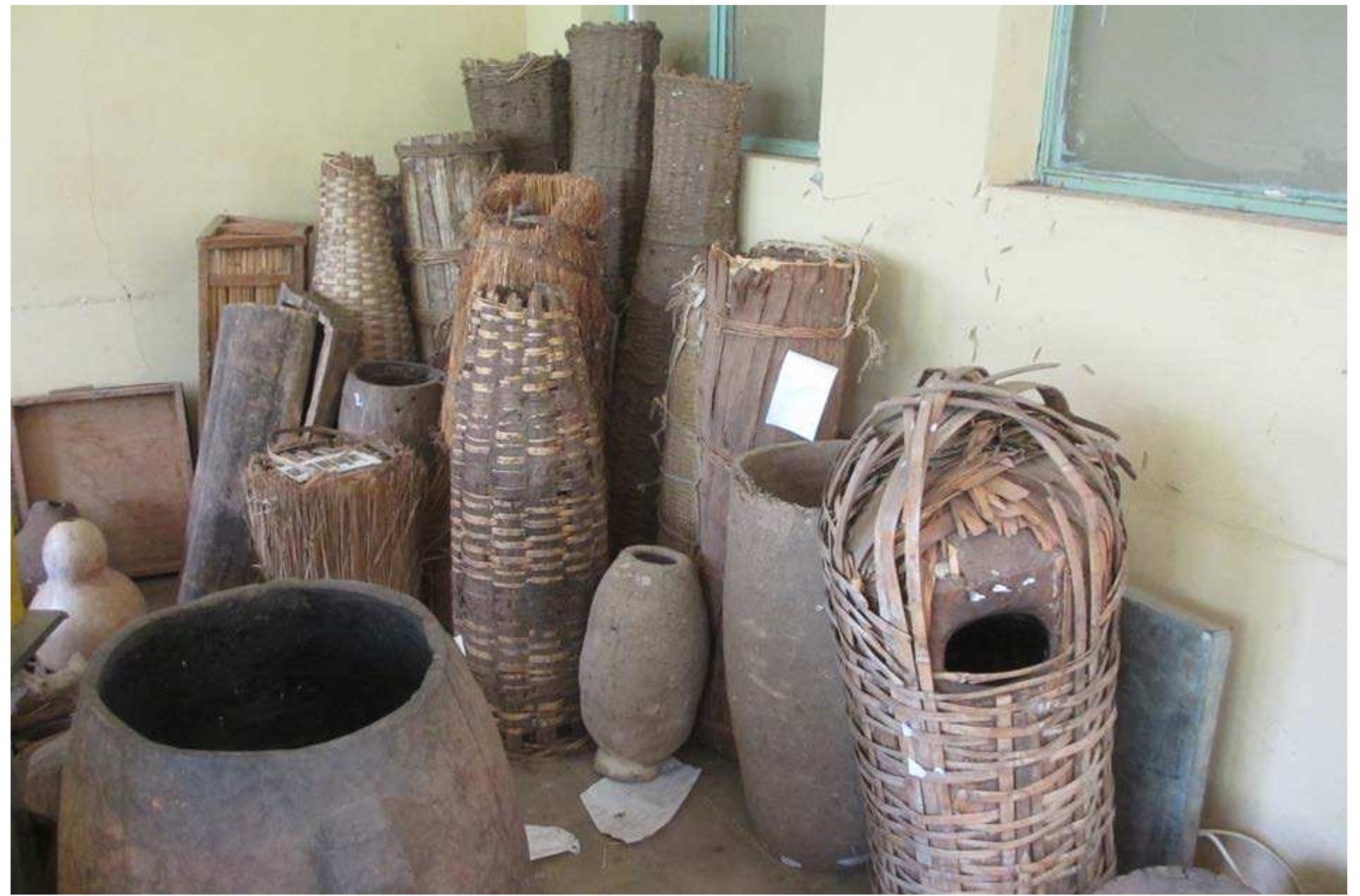 Different types of traditional hives made up of different