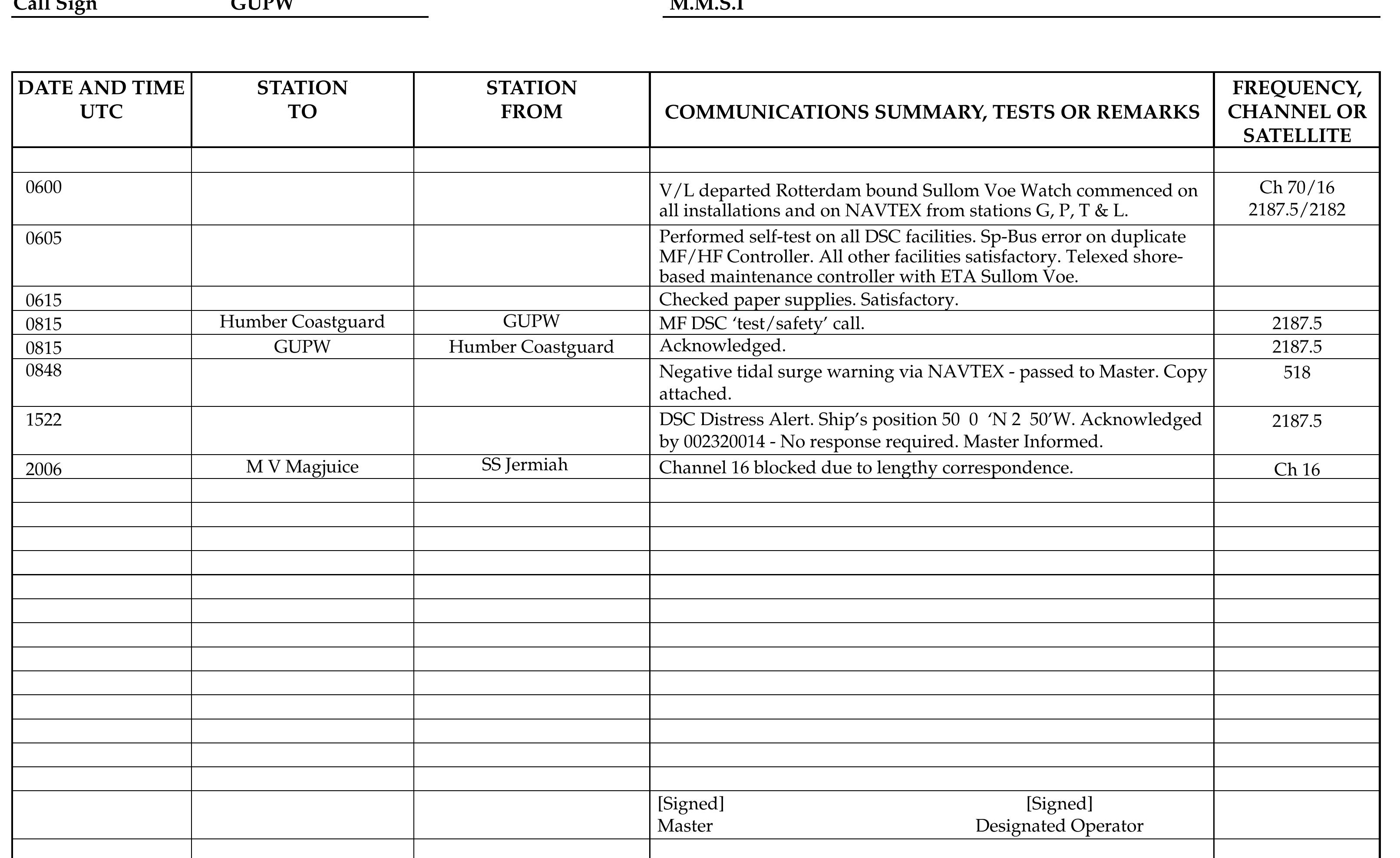 (PDF) RADIO LOG BOOK: Global Maritime Distress & Safety System (GMDSS ...