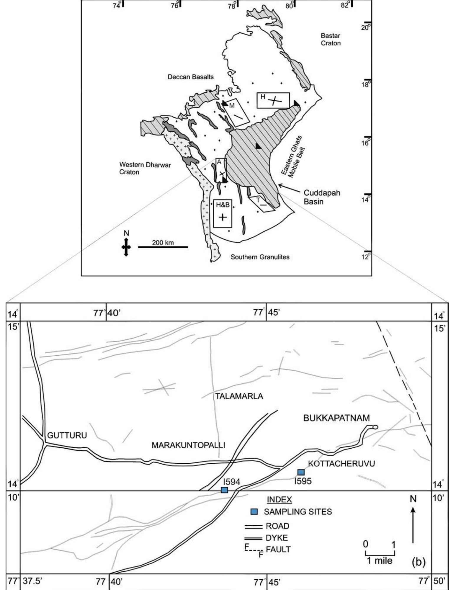 (a) sketch map of the eastern dharwar craton. archaen