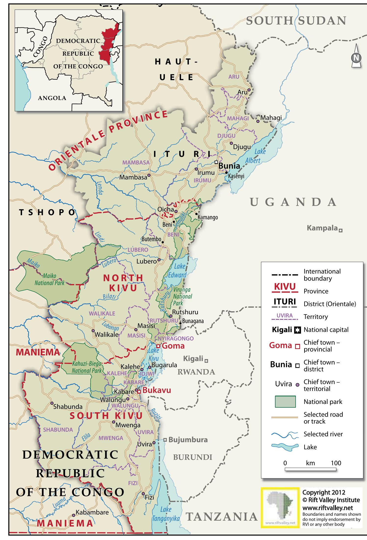 Map 1. the eastern drc, showing areas covered by the usalama