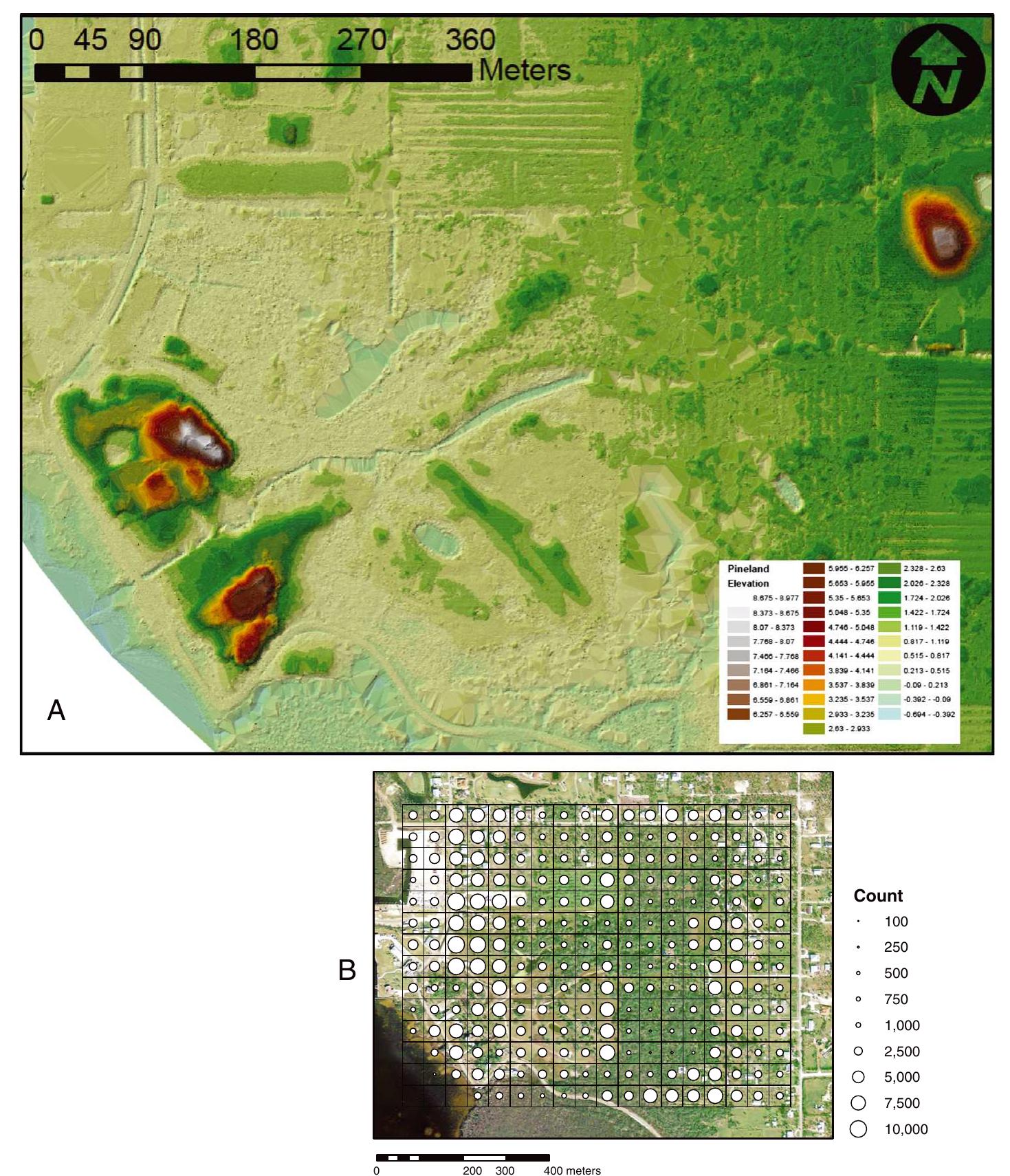 (a) elevation map displayed as a gis-derived tin