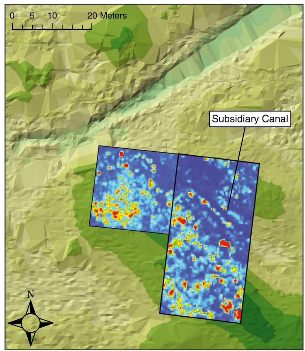 Amplitude slice map (40-49 cm below surface) over lidar