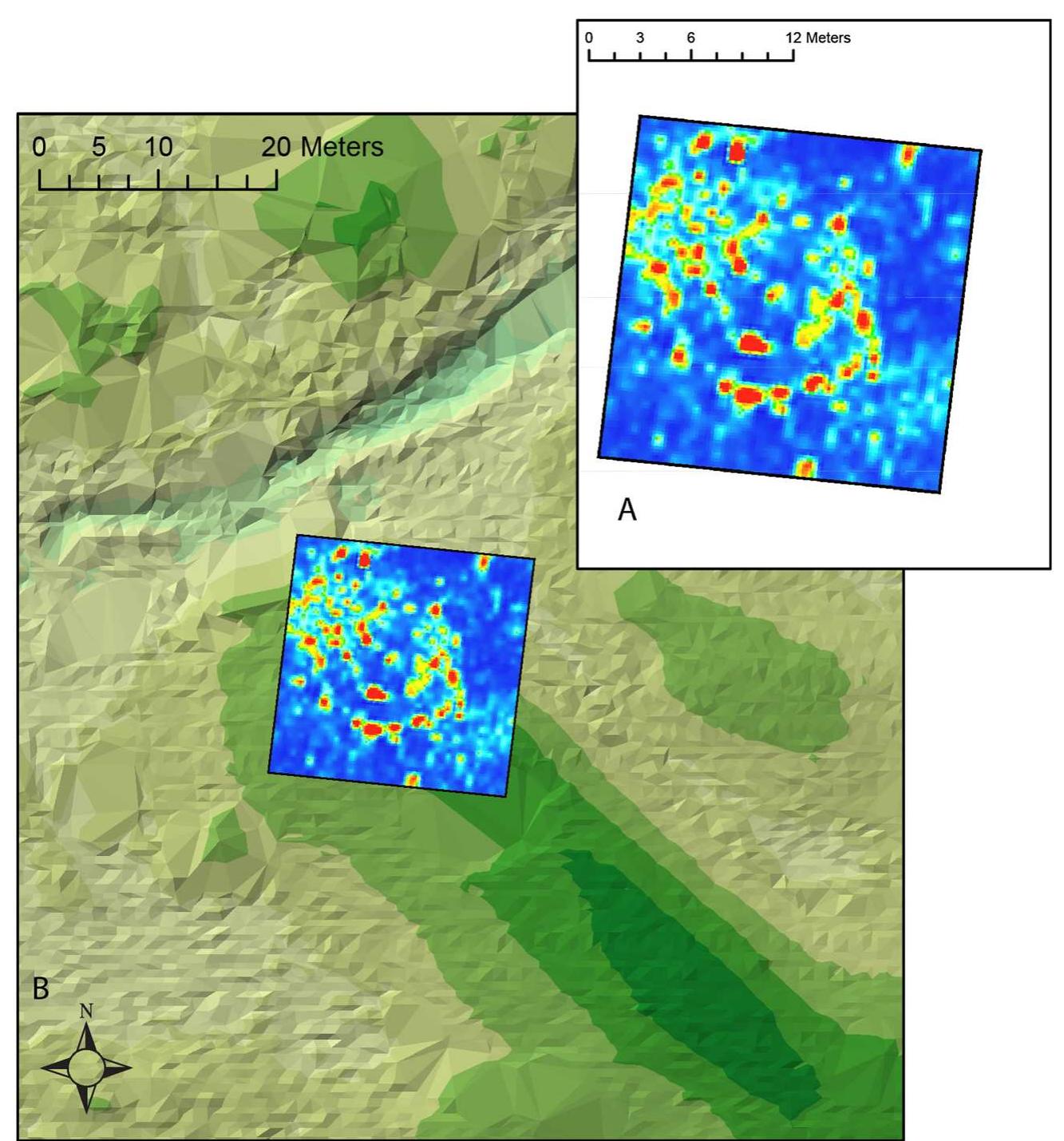 (a) close up of the amplitude slice map showing