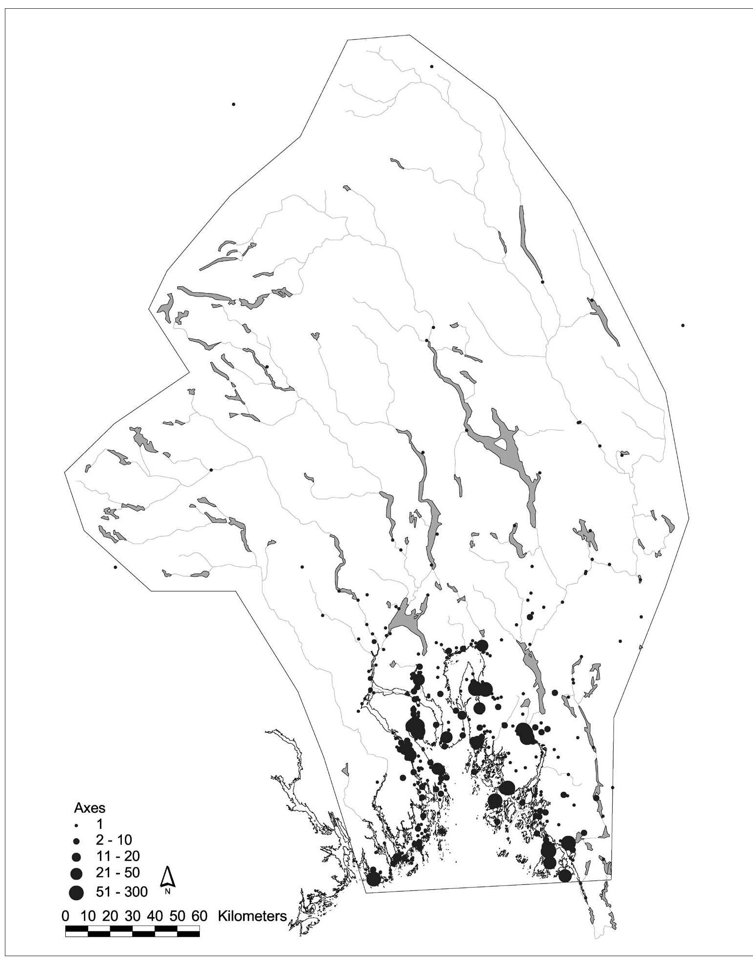 1: mesolithic nostvet axes and pecked axes with round, oval