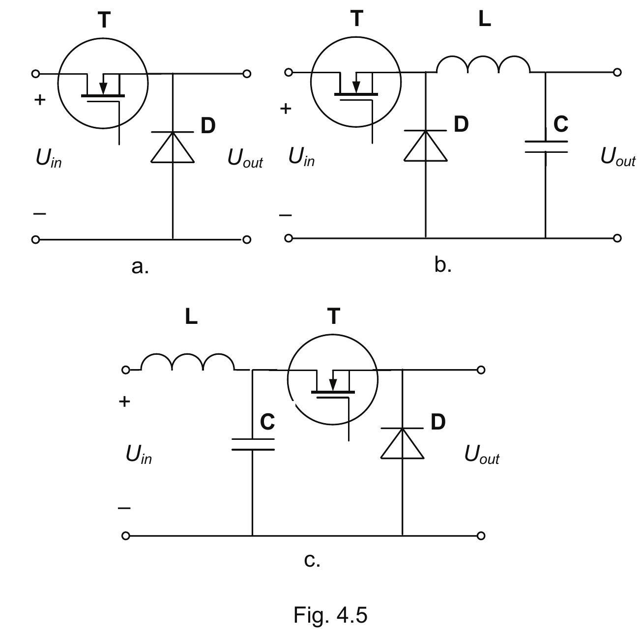 Single-quadrant forward choppers. in a step-down forward