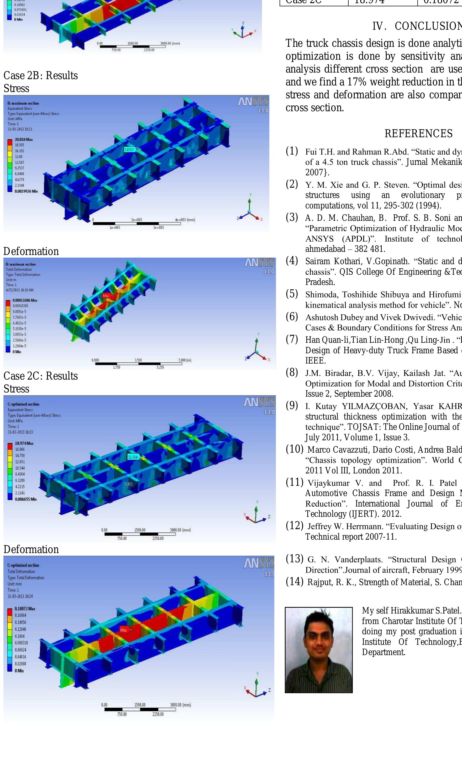 Figure 4 - Structural Analysis of Truck Chassis Frame and