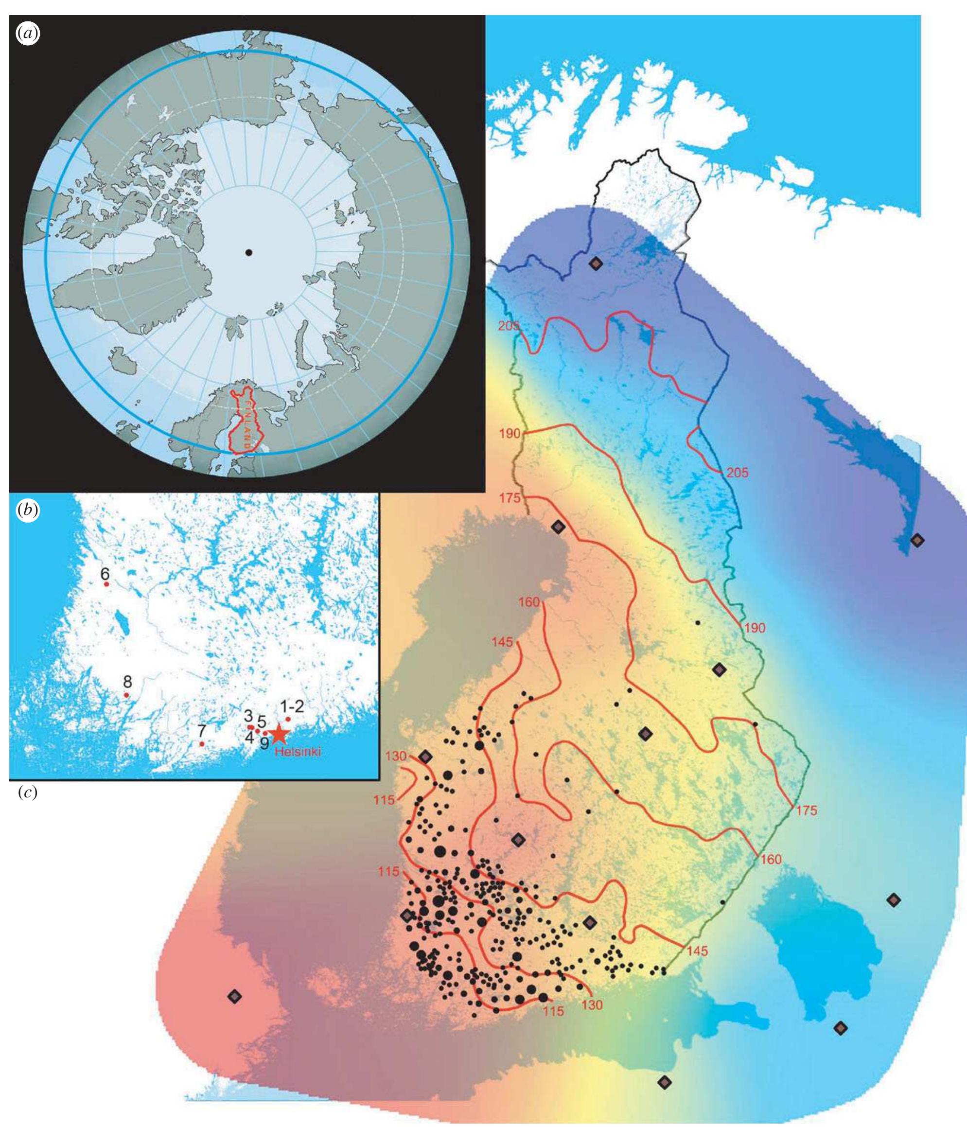 Integrated maps of: (a) the northern hemisphere relative to
