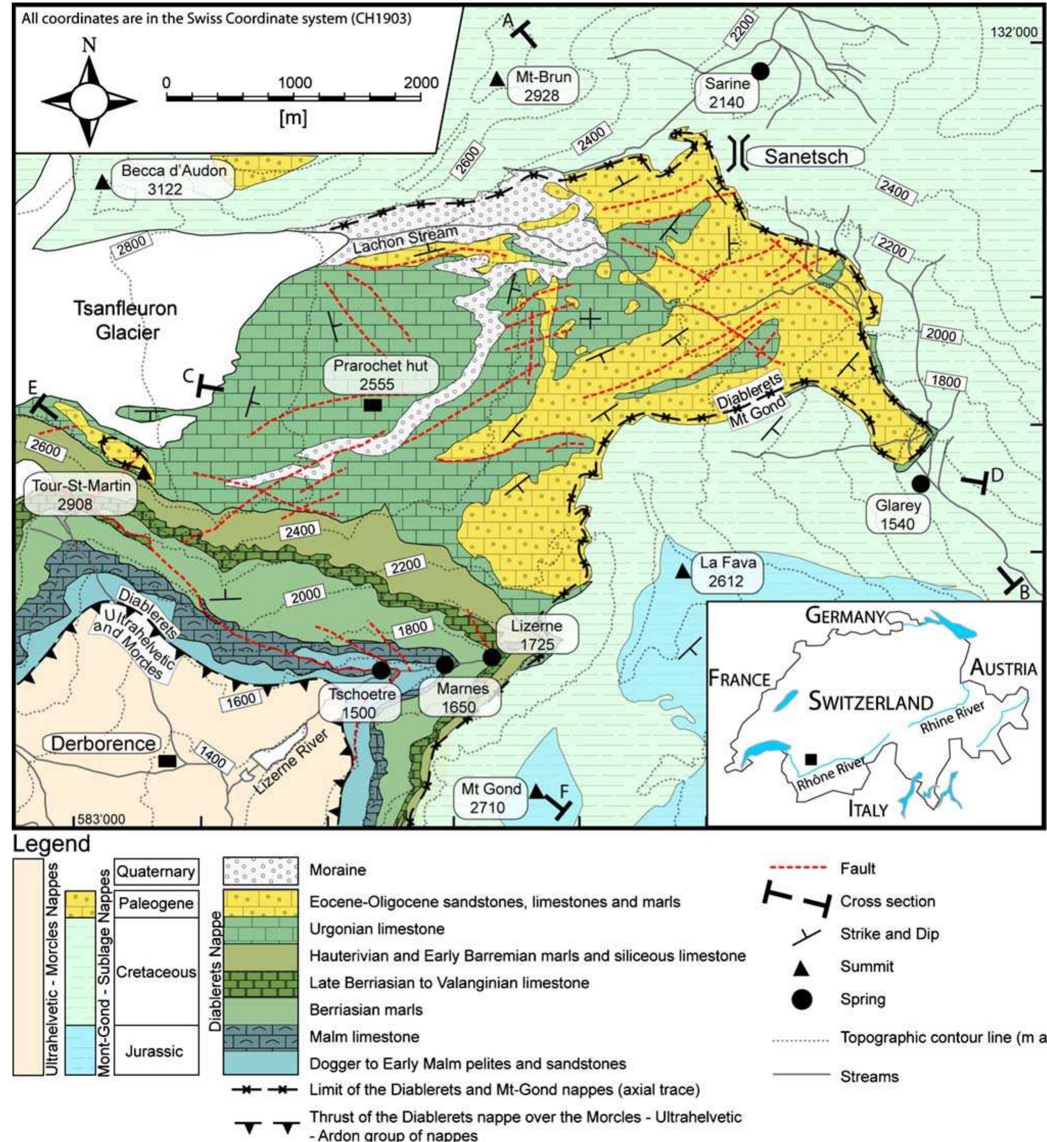 Geologic map of the tsanfleuron-sanetsch area (with swiss