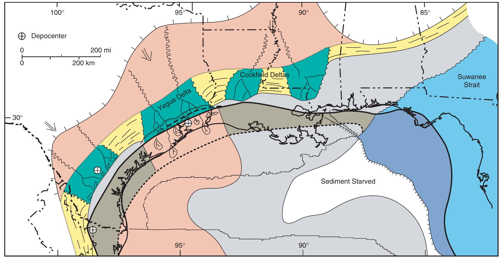 Paleogeography and principal depositional systems of the