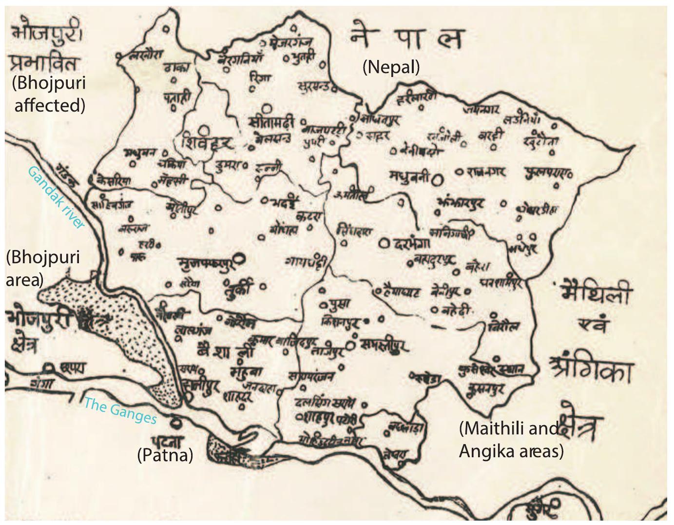 Map of bajjikanchal. the map is adapted from the cover page