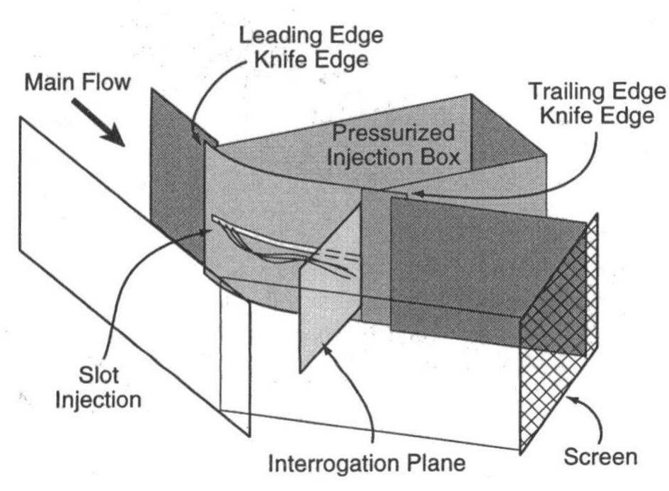 Three-dimensional schematic of wind tunnel test section the