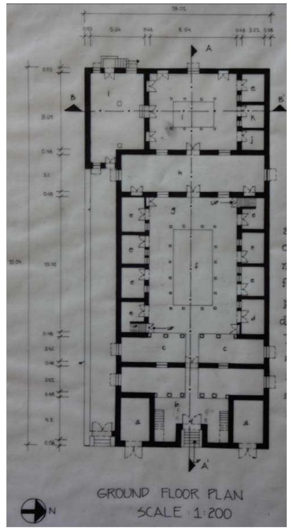Ground floor plan of the chettinad house elevated floor