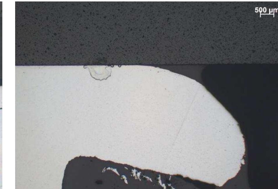 Welding collar at the left and inside surface of the