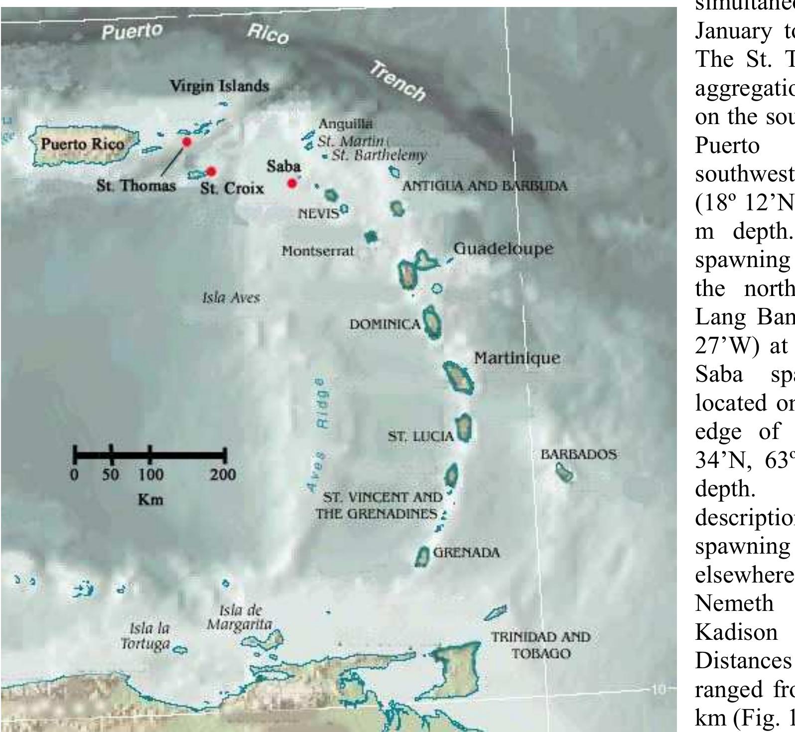 Map of eastern caribbean showing location of three red hind