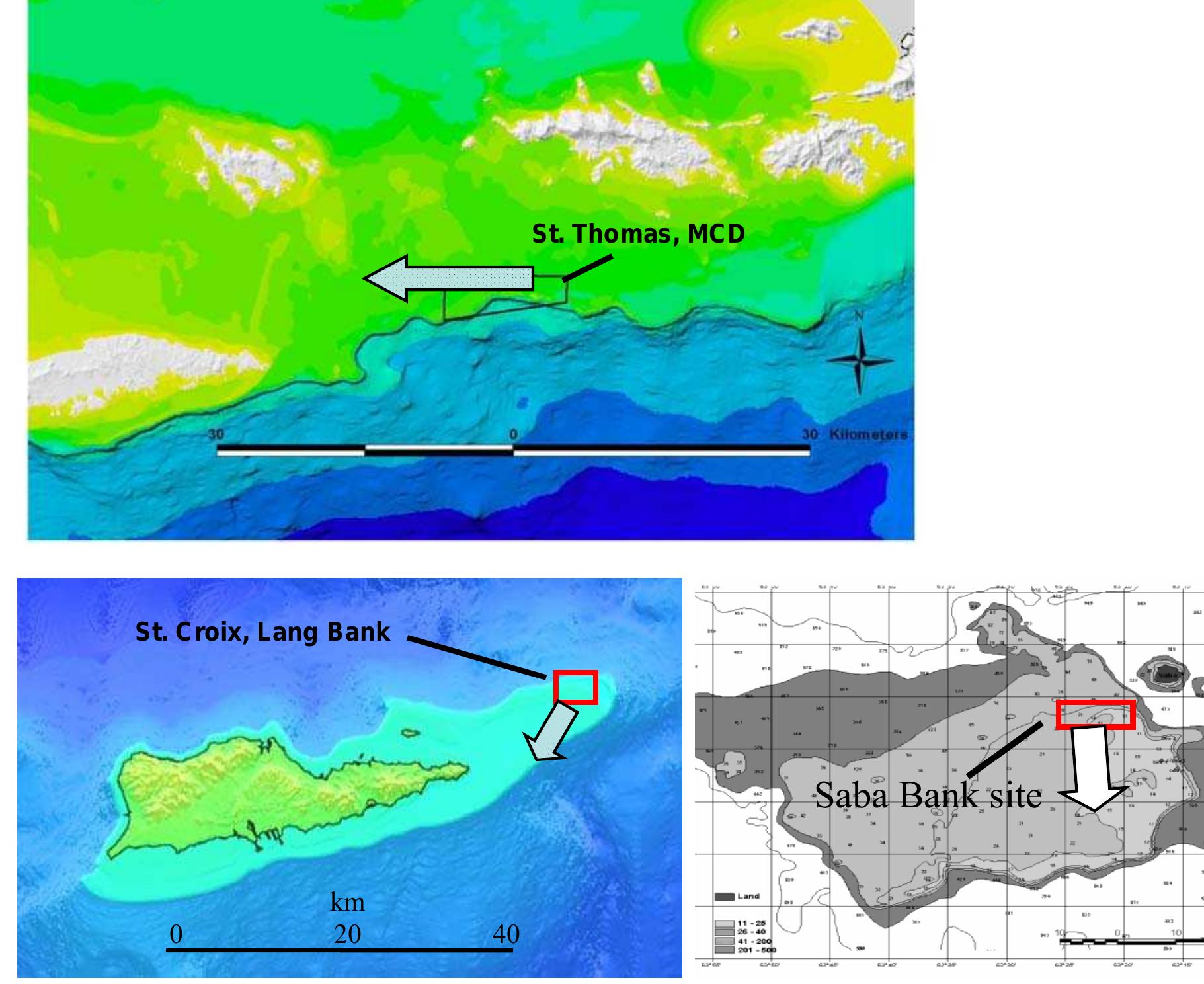 Maps showing location of red hind spawning aggregation sites