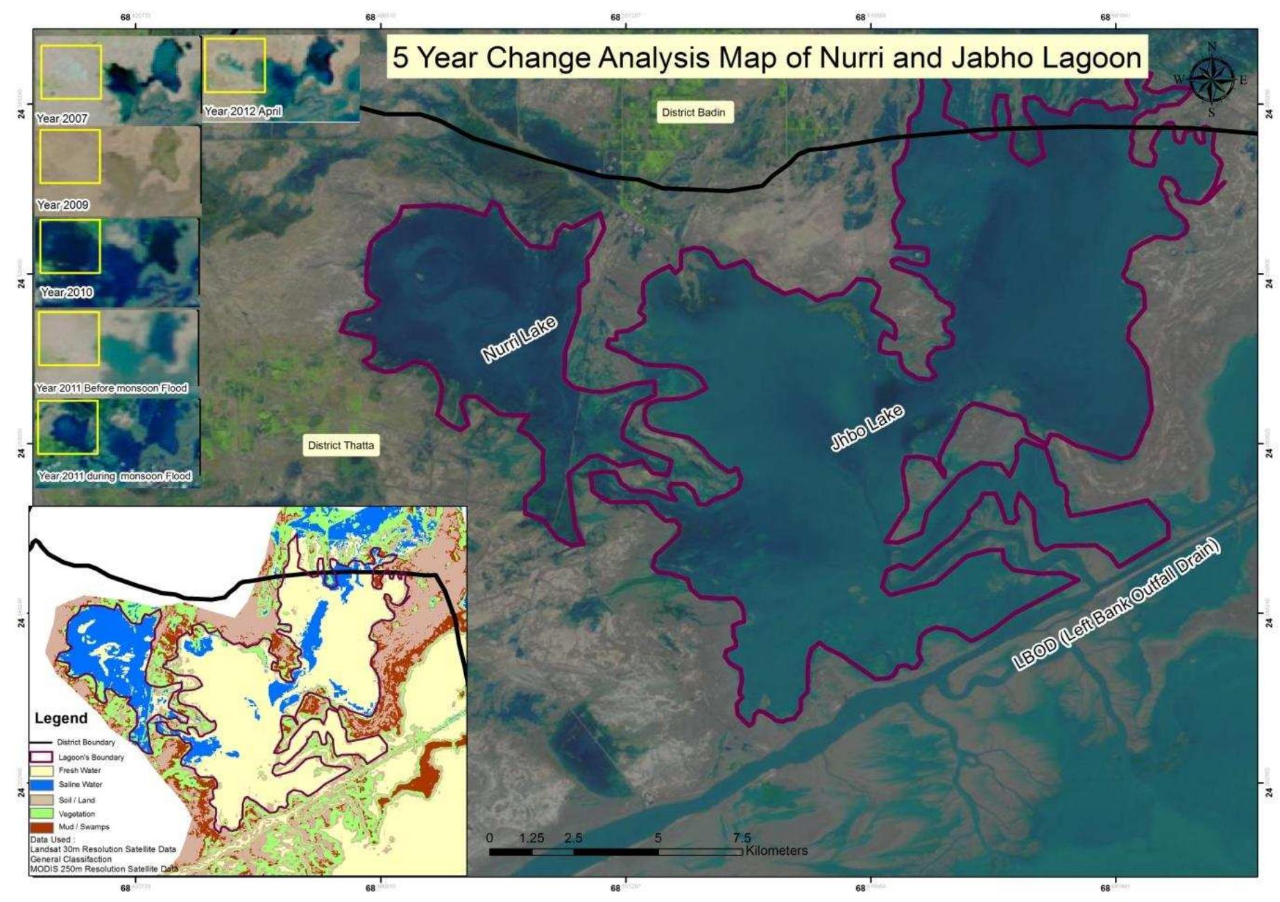 Map explains the change that occurred during the 5 years