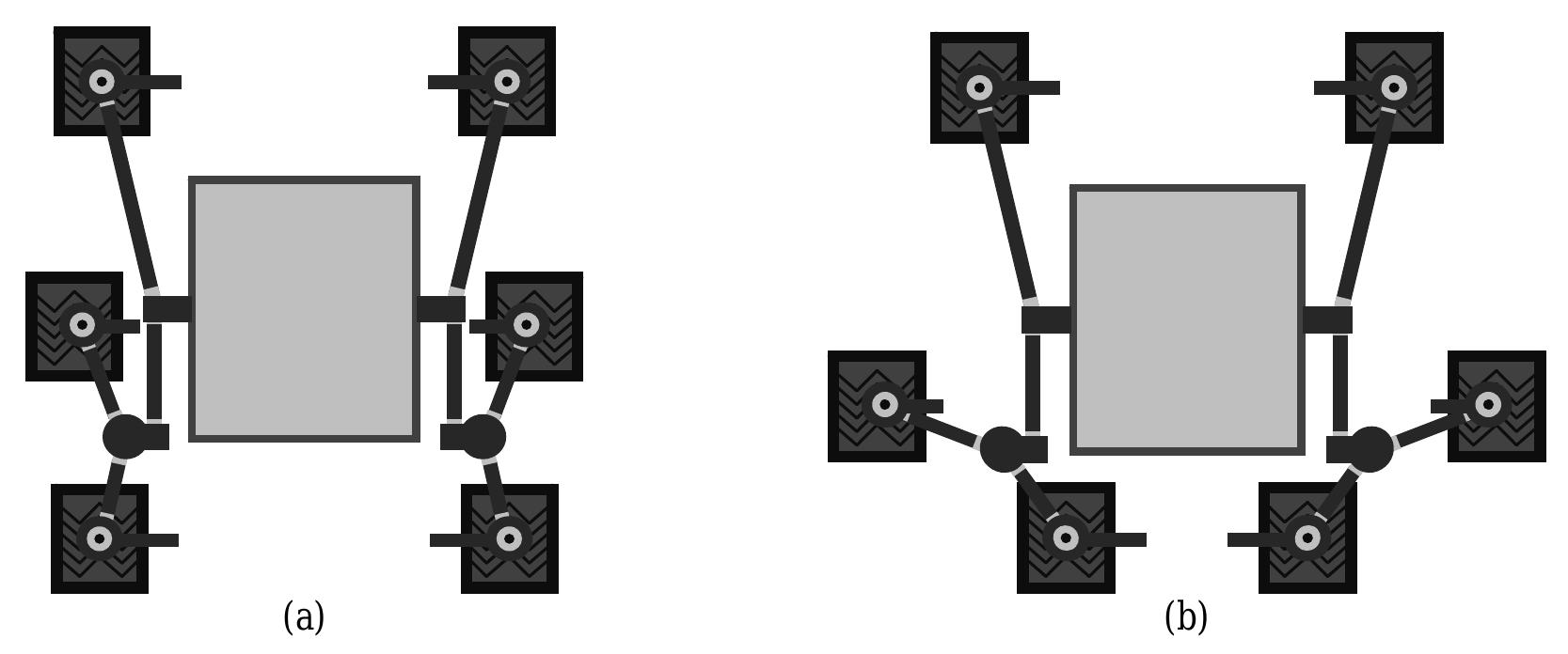 Dynamic bogie modifications: (a) rocker-bogie regular