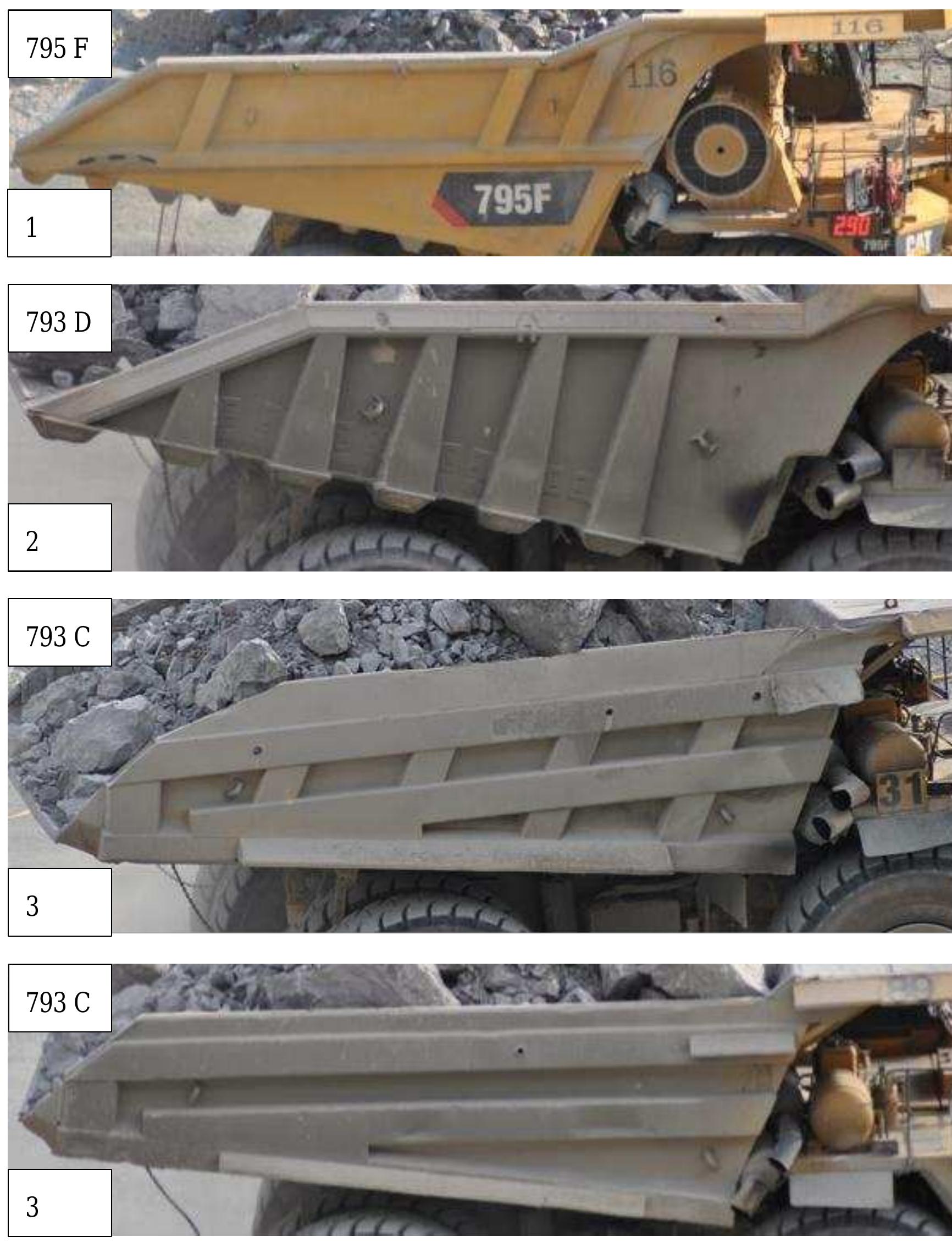 The different truck bodies at the aitik mine. have been