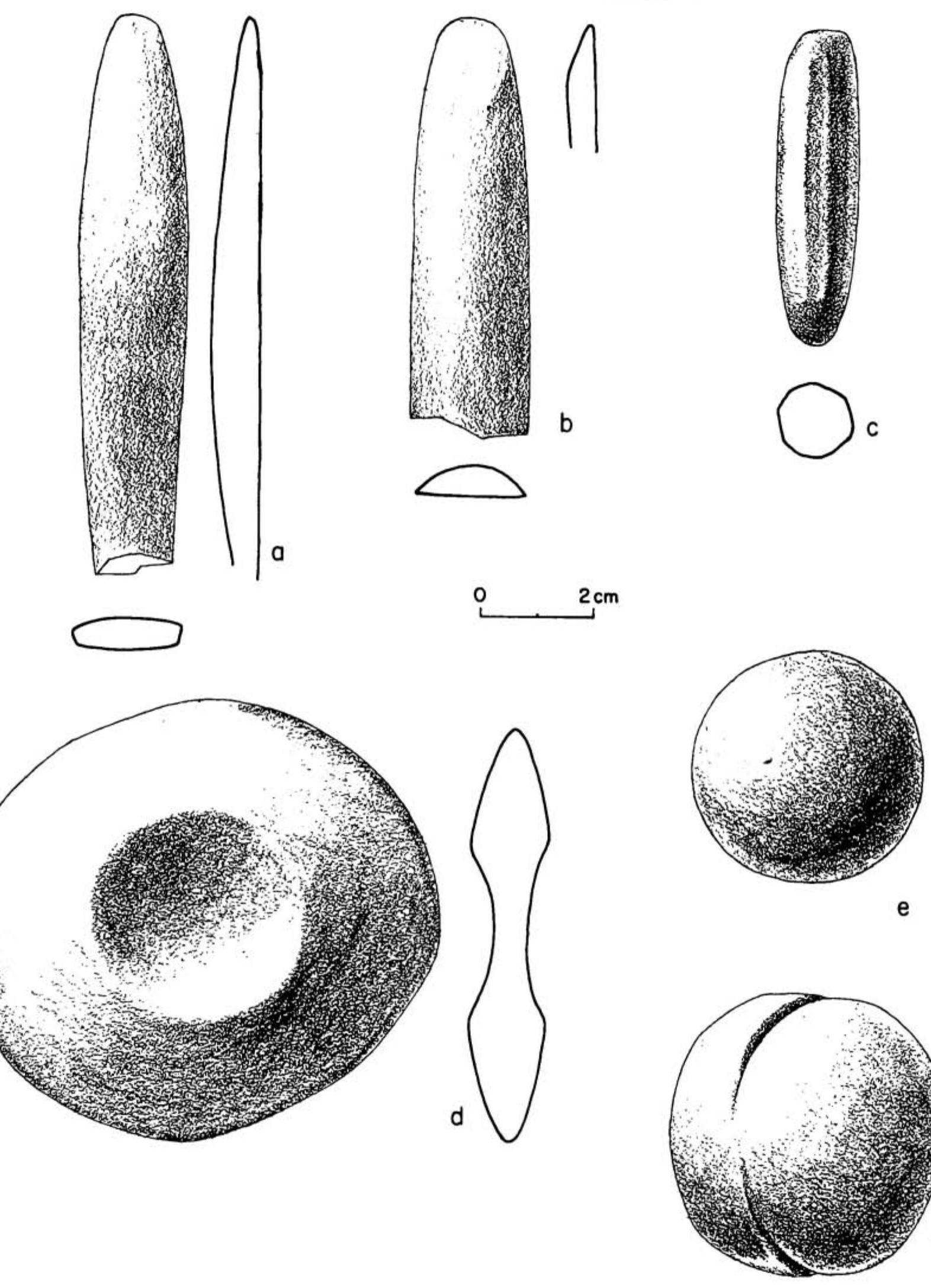 Miscellaneous ground stone objects from tepe ali kosh: a,b,