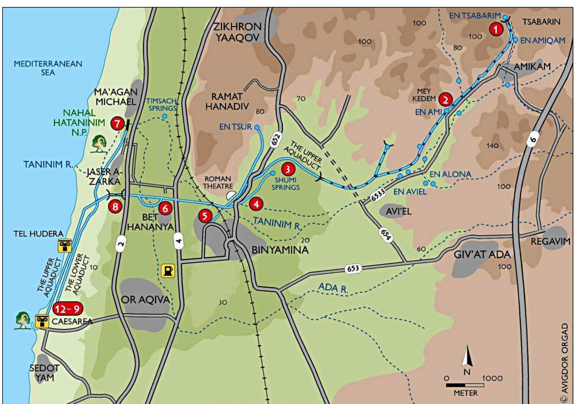 Map of the aqueducts to caesarea (avigdor orgad). nanhal
